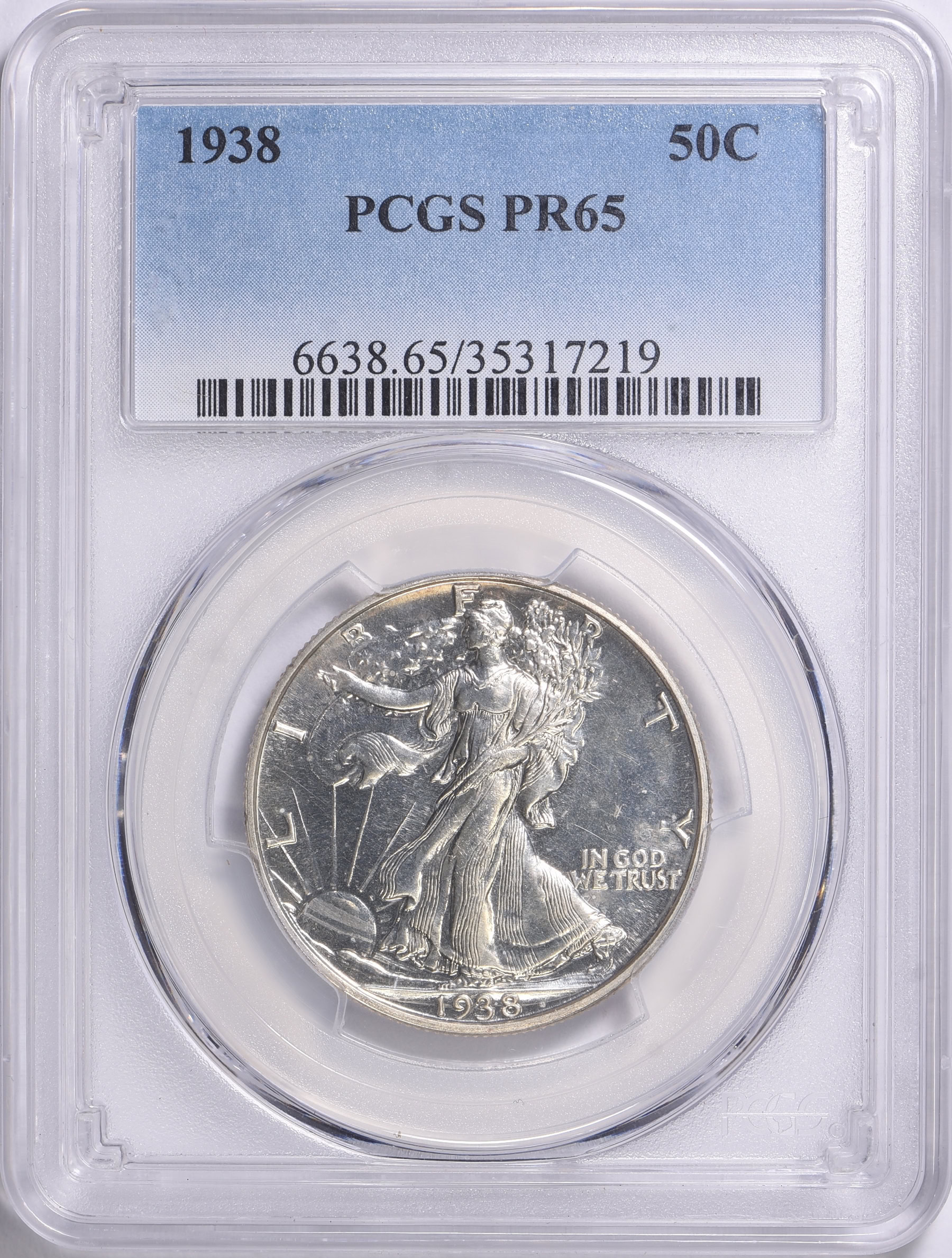 1938 Walking Liberty Half Dollar PCGS Proof-65 (Item 1722904) | GreatCollections Coin Auctions