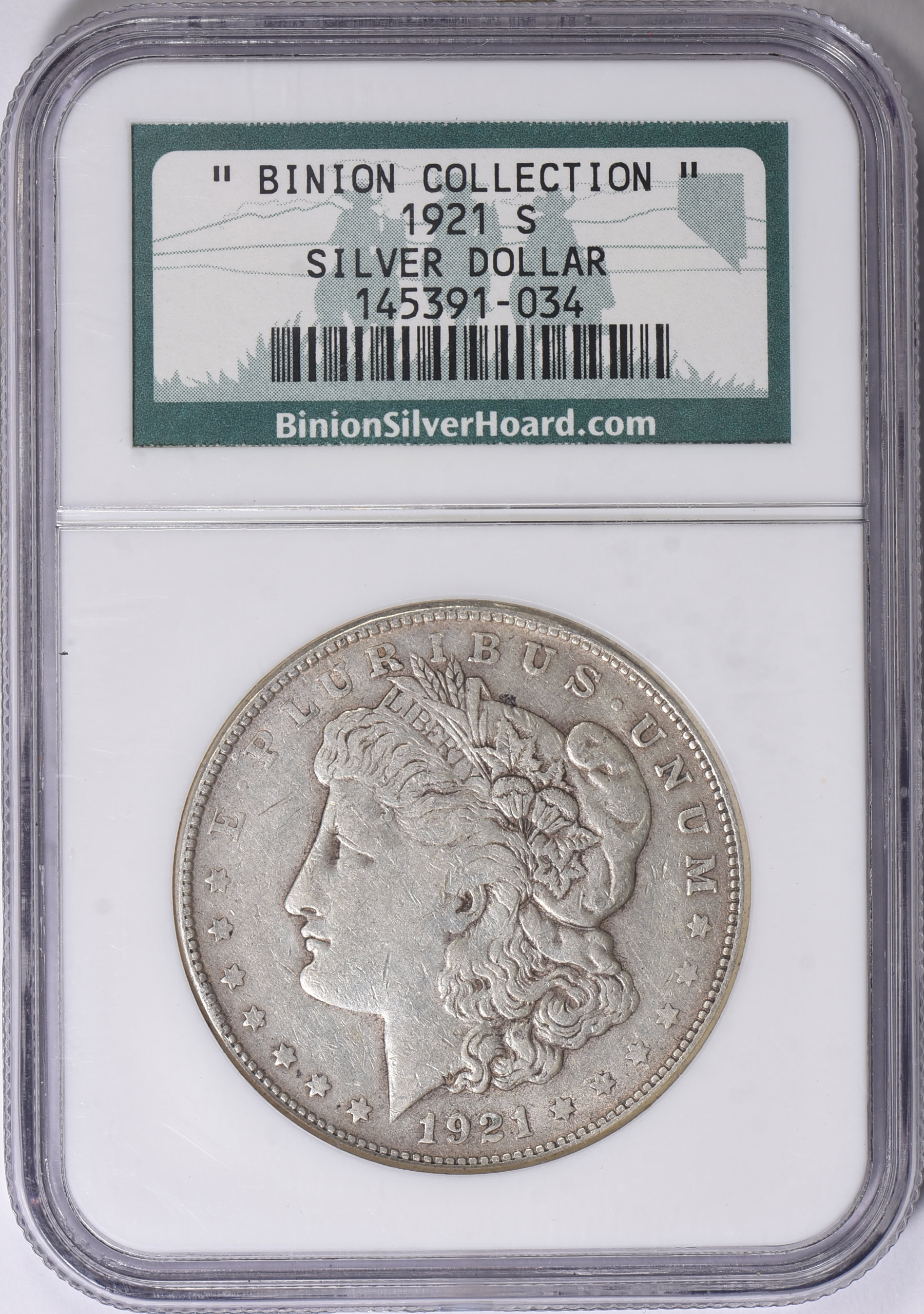 1921-S Morgan Silver Dollar NGC Certified (Binion Collection) (Item ...