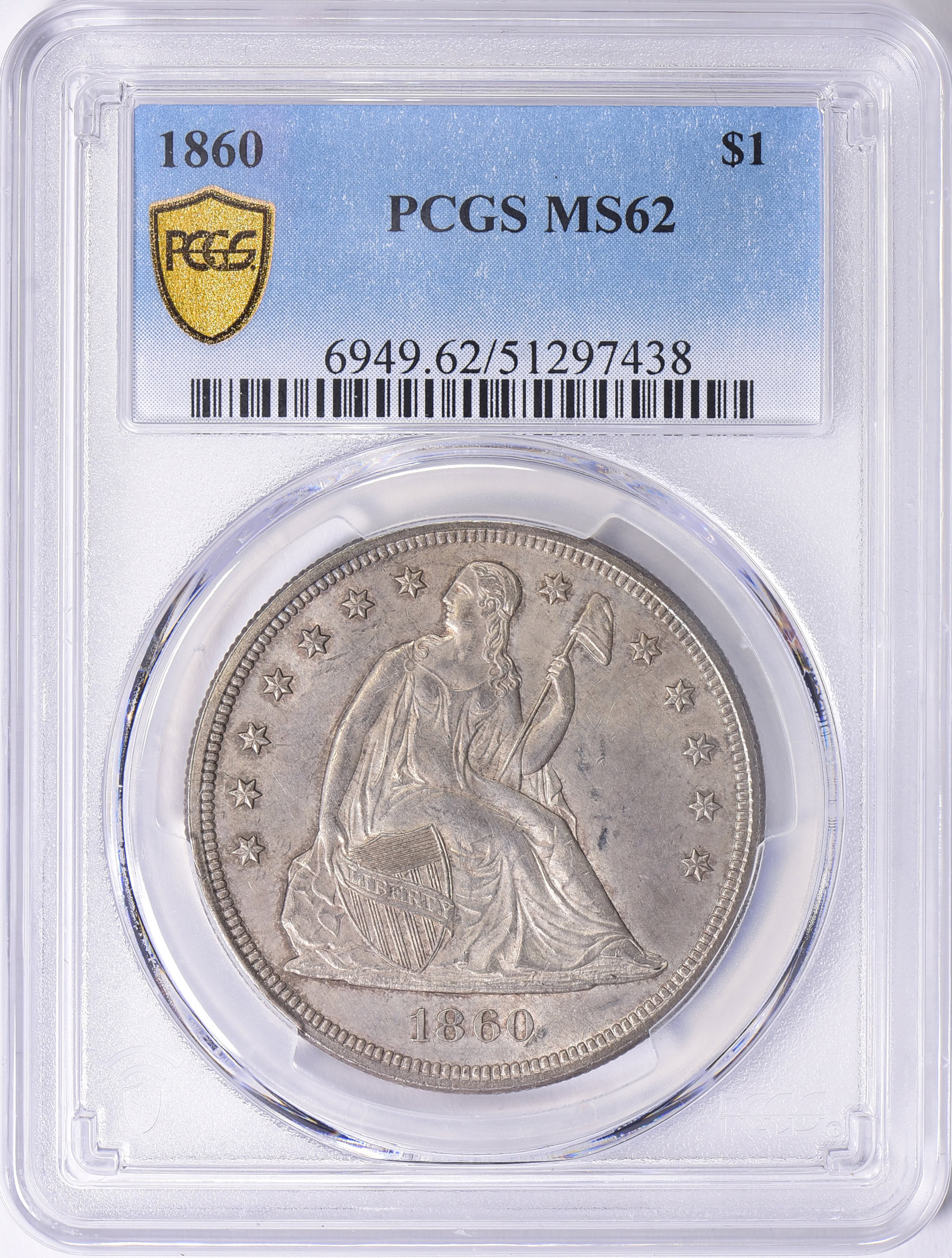 1860 Seated Liberty Silver Dollar PCGS MS-62 (Item 1723059) | GreatCollections Coin Auctions