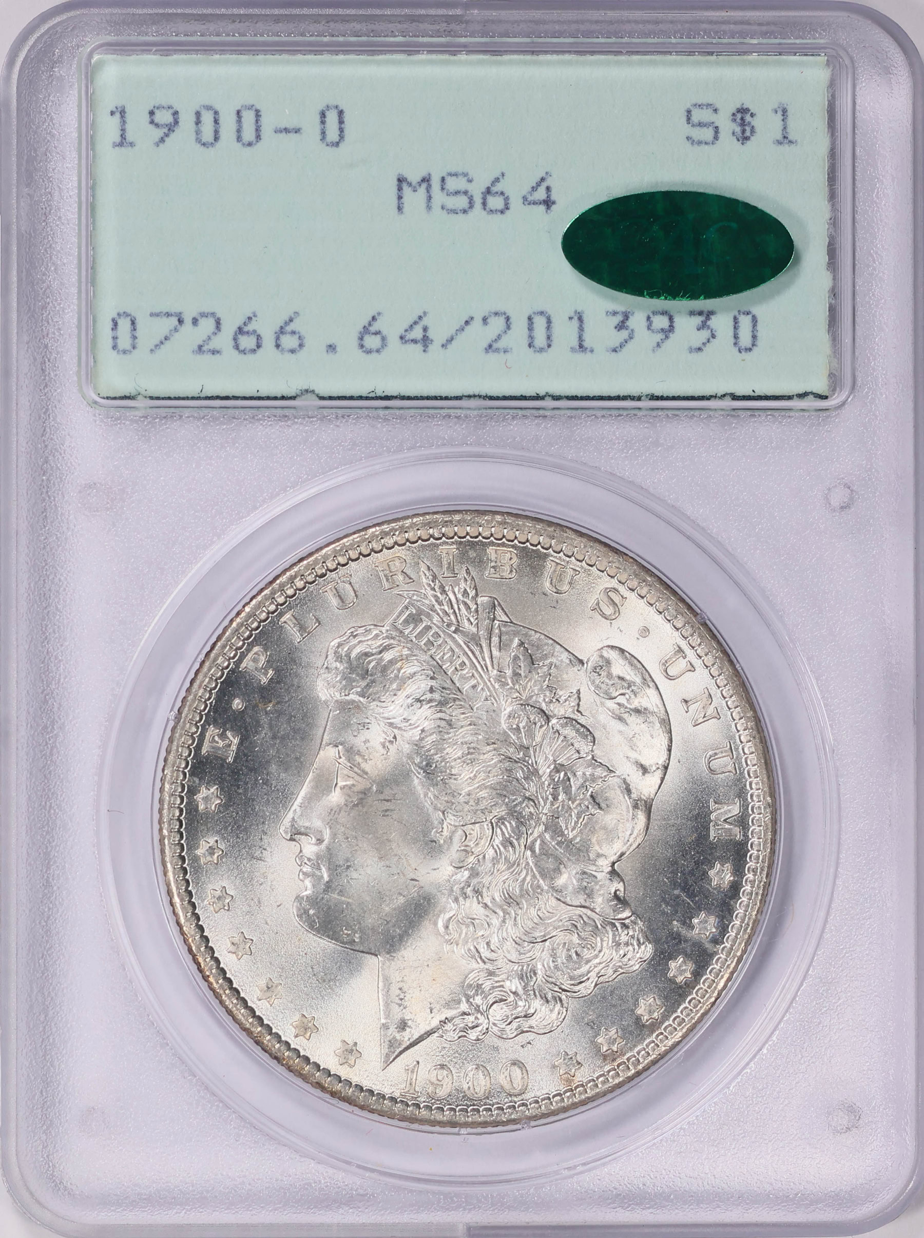 1900-O Morgan Silver Dollar PCGS MS-64 (CAC Green) OGH (1st Gen) (Item 1723068 ...