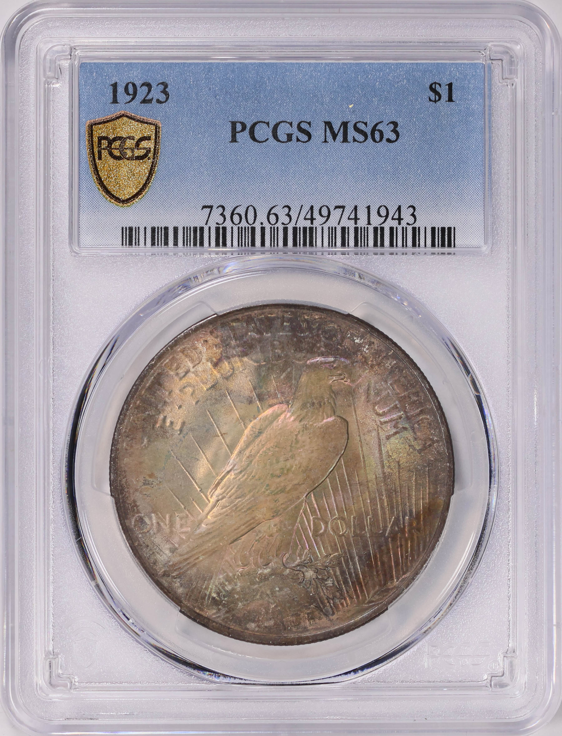 1923 Peace Silver Dollar PCGS MS-63 (Toned) (Item 1723070) | GreatCollections Coin Auctions