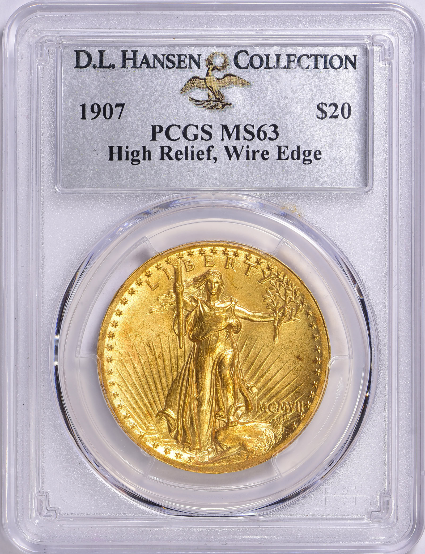 1907 Saint-Gaudens Gold Double Eagle MCMVII, High Relief, Wire Edge ...