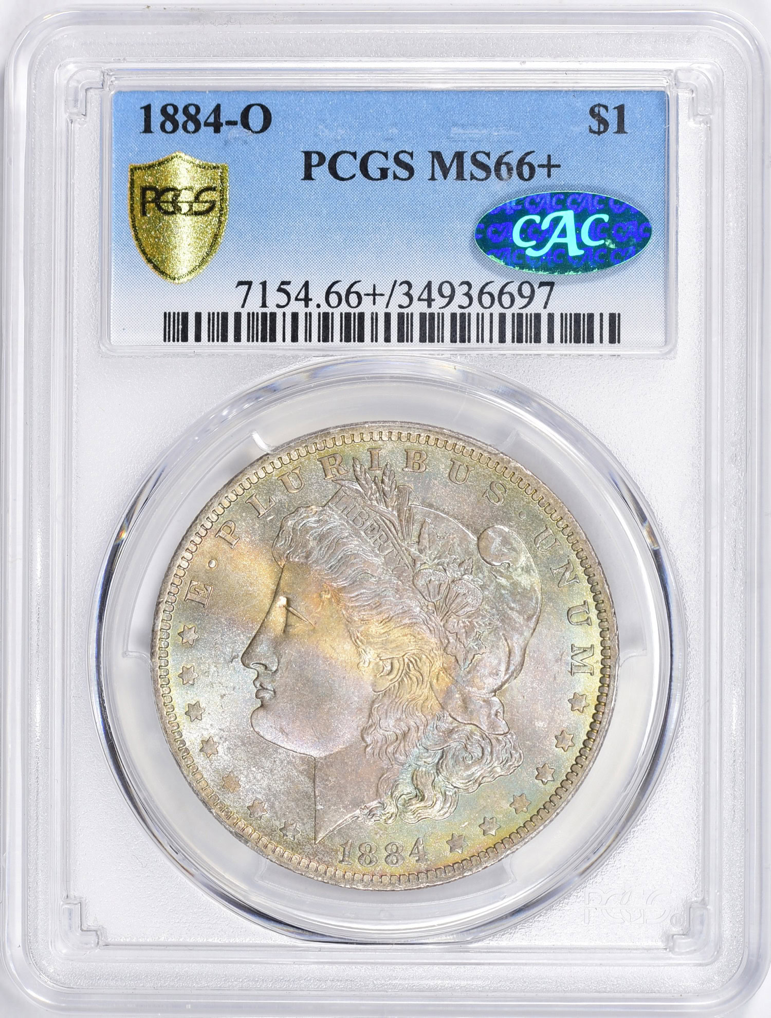 1884-O Morgan Silver Dollar PCGS MS-66+ (CAC Green) (Toned) (Item 1723176) | GreatCollections ...