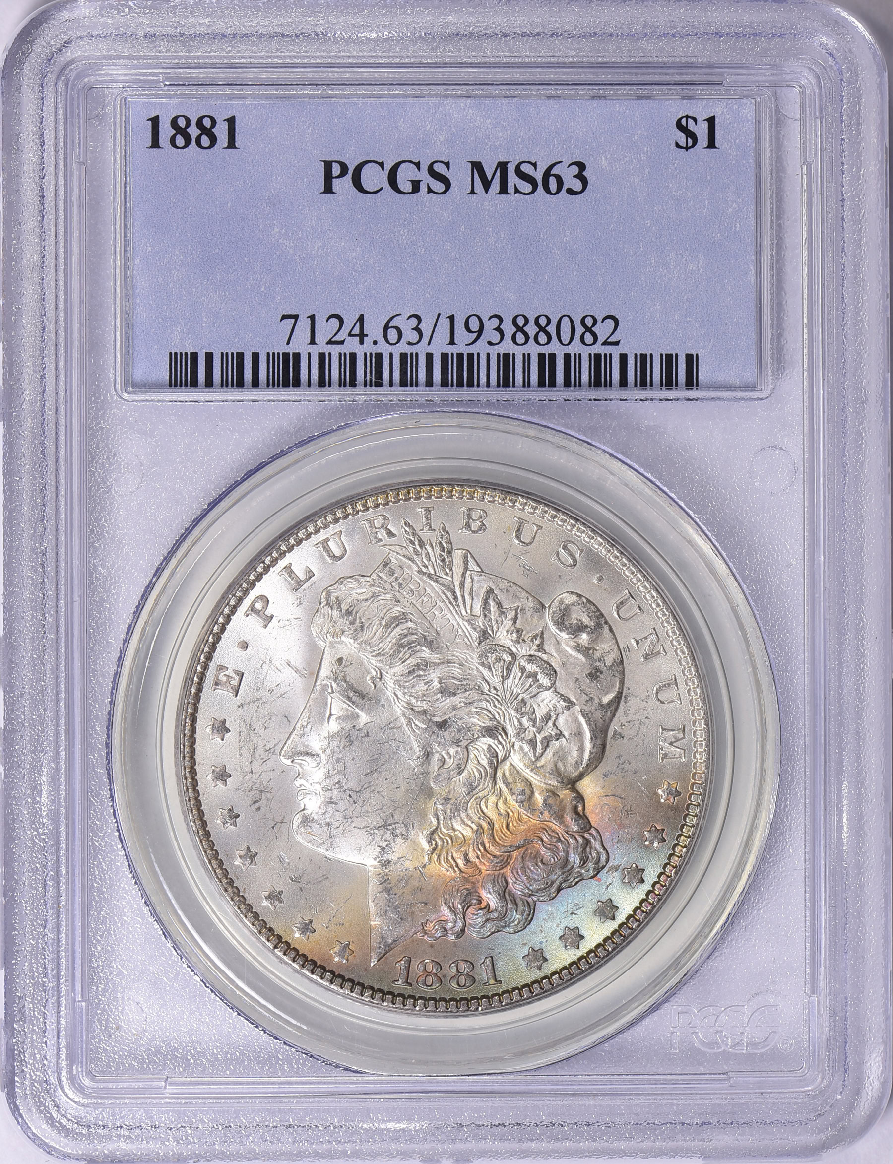 1881 Morgan Silver Dollar PCGS MS-63 (Toned) (Item 1723194) | GreatCollections Coin Auctions