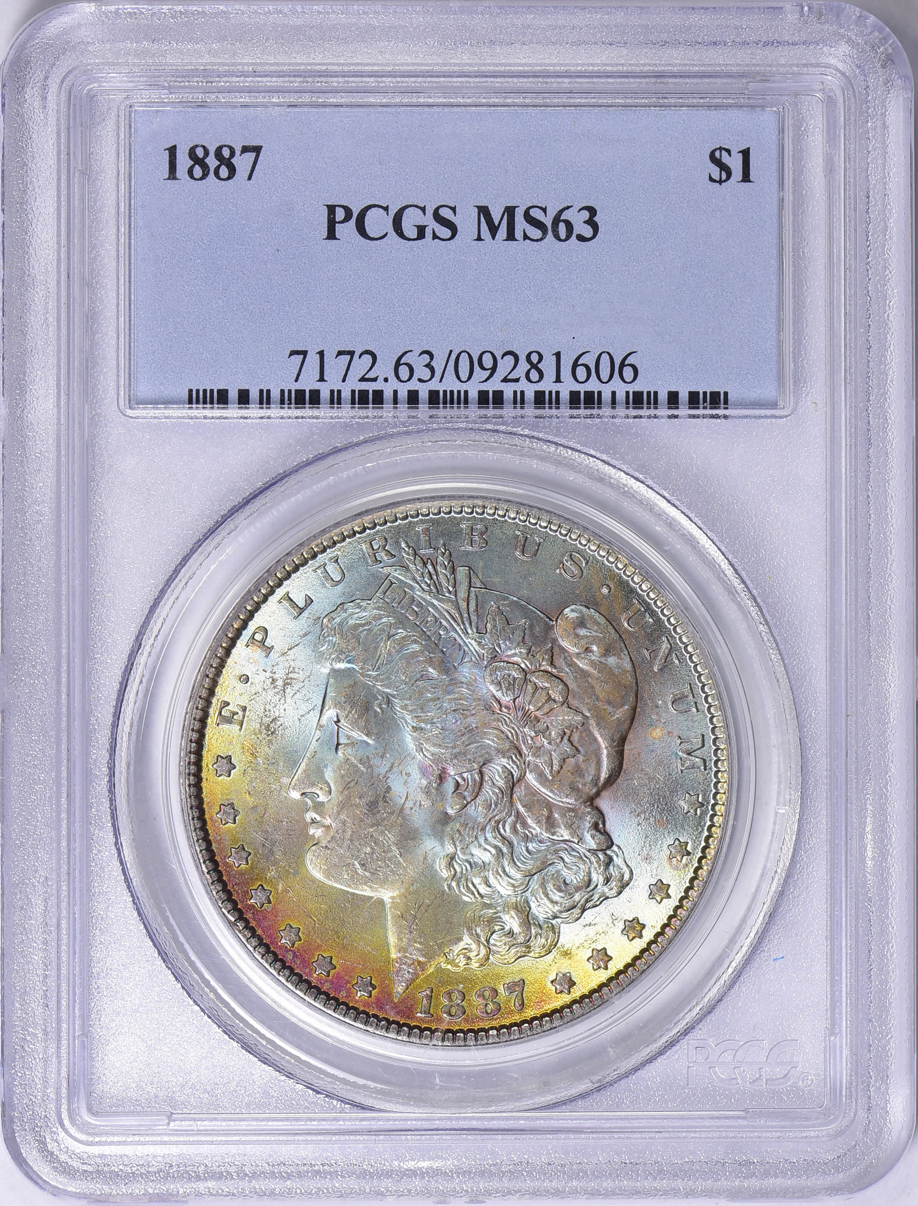 1887 Morgan Silver Dollar PCGS MS-63 (Toned) (Item 1723218) | GreatCollections Coin Auctions