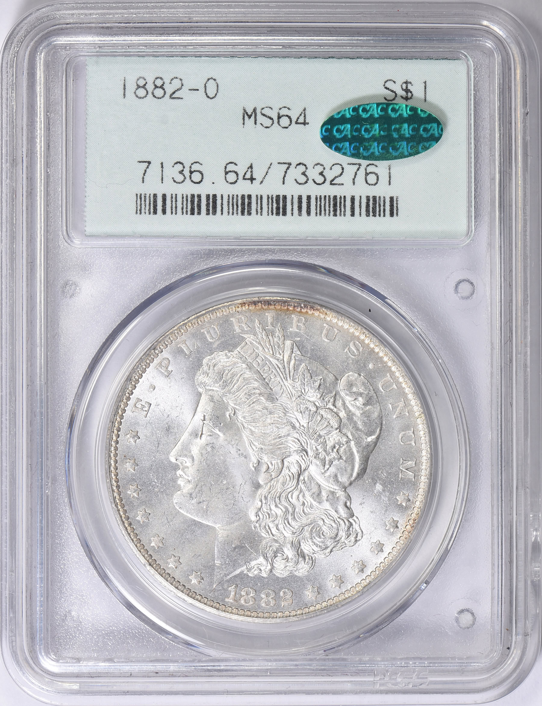 1882-O Morgan Silver Dollar PCGS MS-64 (CAC Green) OGH (2nd Gen) (Item 1723258 ...