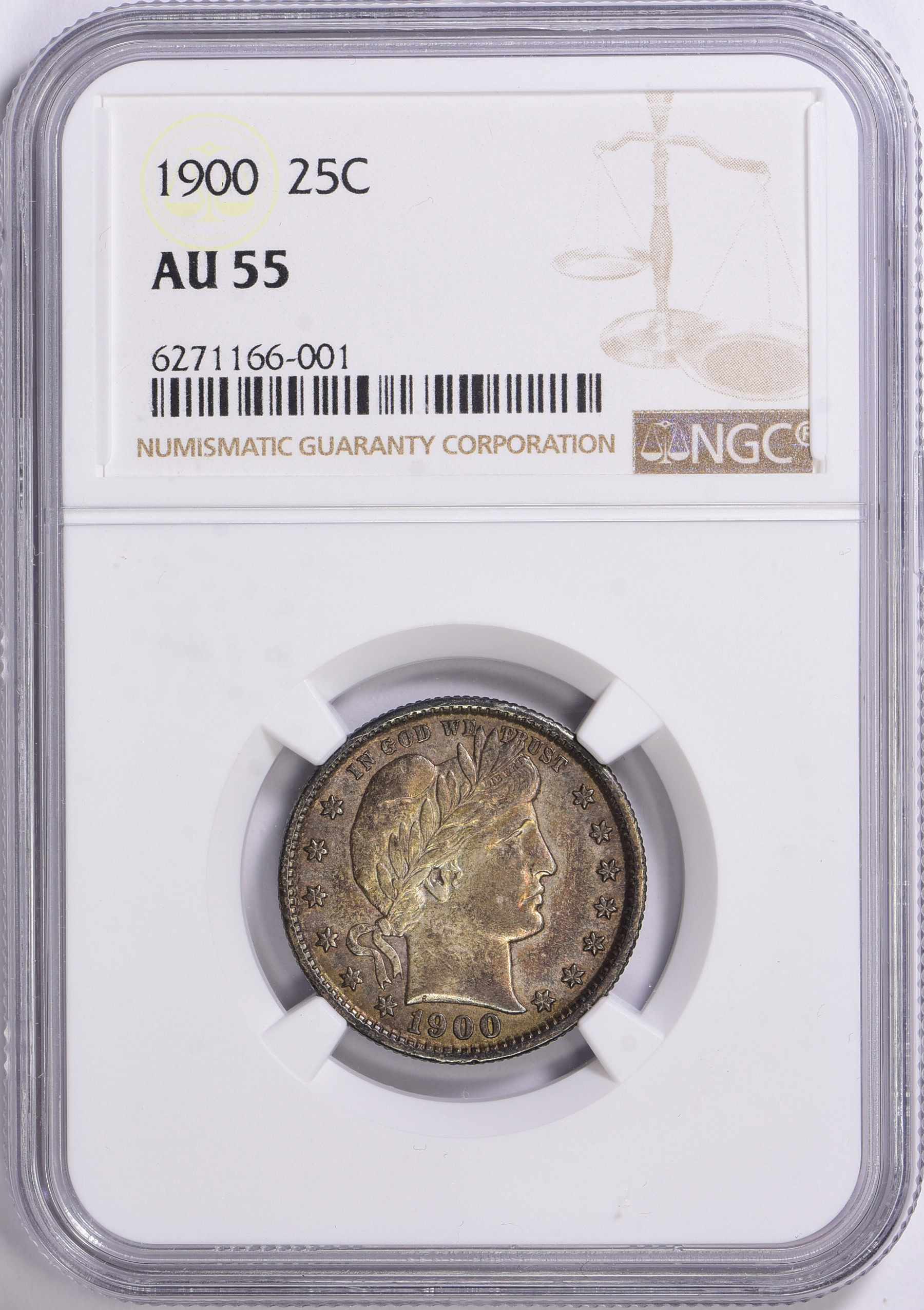 1900 Barber Quarter NGC AU-55 (Toned) (Item 1723264) | GreatCollections ...