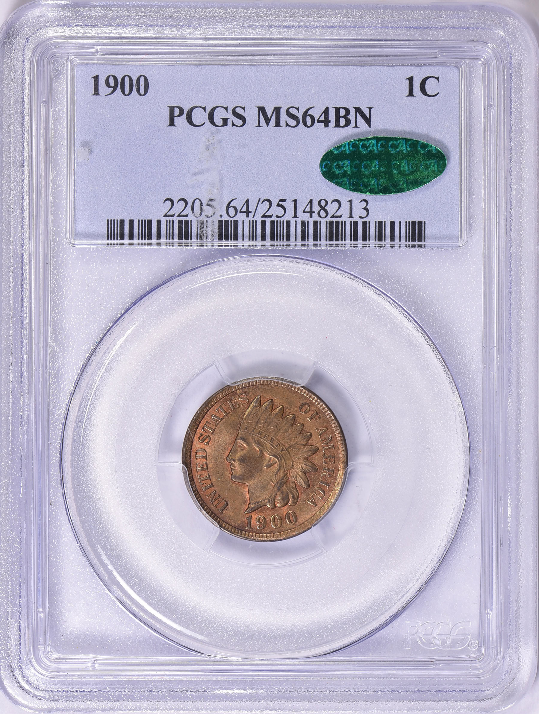 1900 Indian Cent PCGS MS-64 BN (CAC Green) (Item 1723289) | GreatCollections Coin Auctions