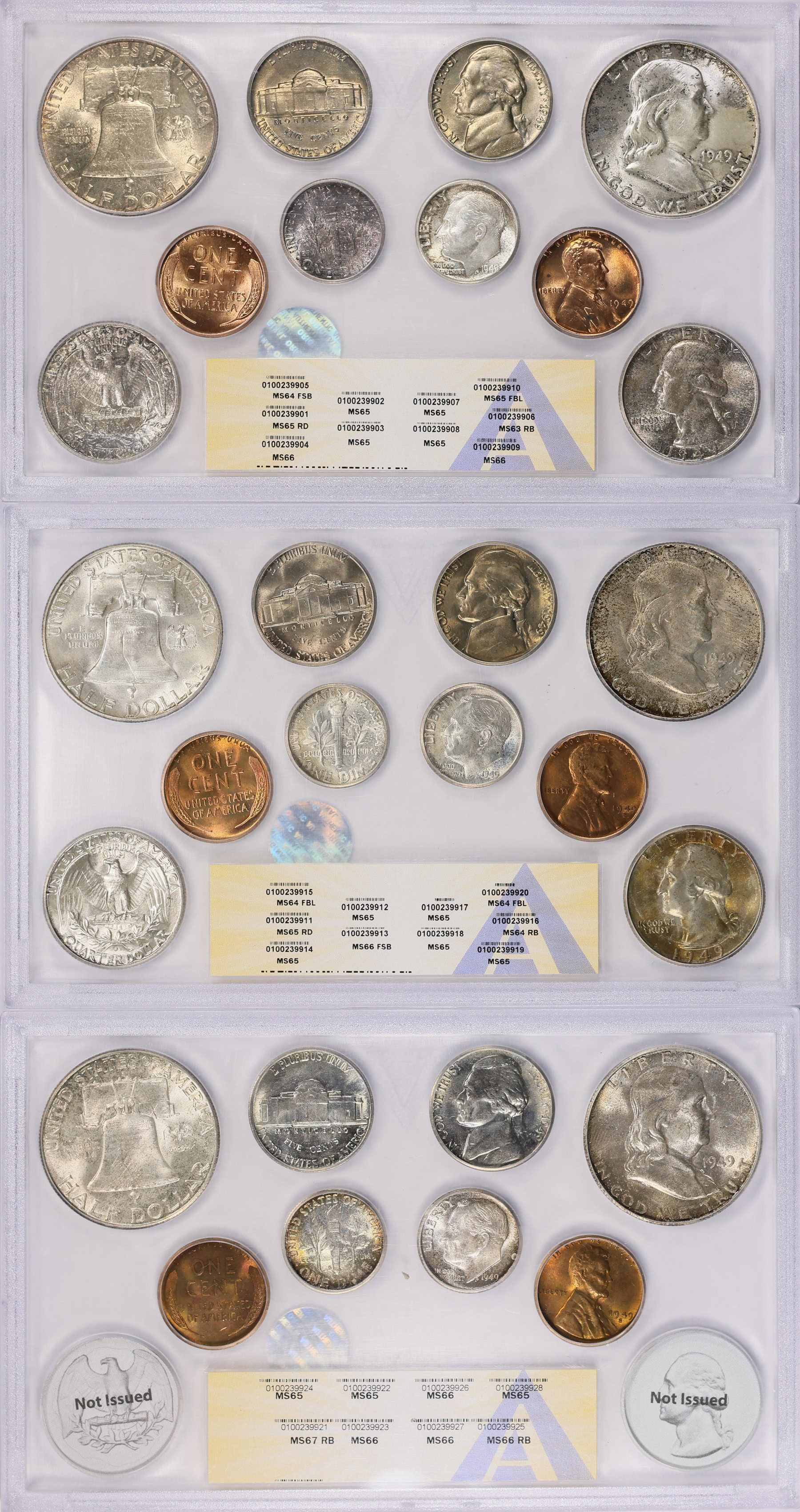 1949 U.S. Mint Double Mint Set ANACS Composite Grades MS-65.43/MS-65.18 ...