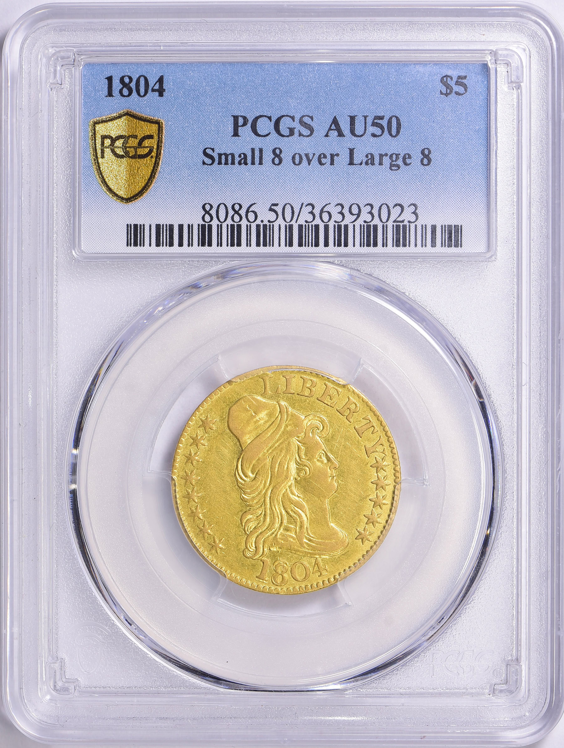 1804 Capped Bust Right Gold Half Eagle Small/Large 8 PCGS AU-50 (Item ...