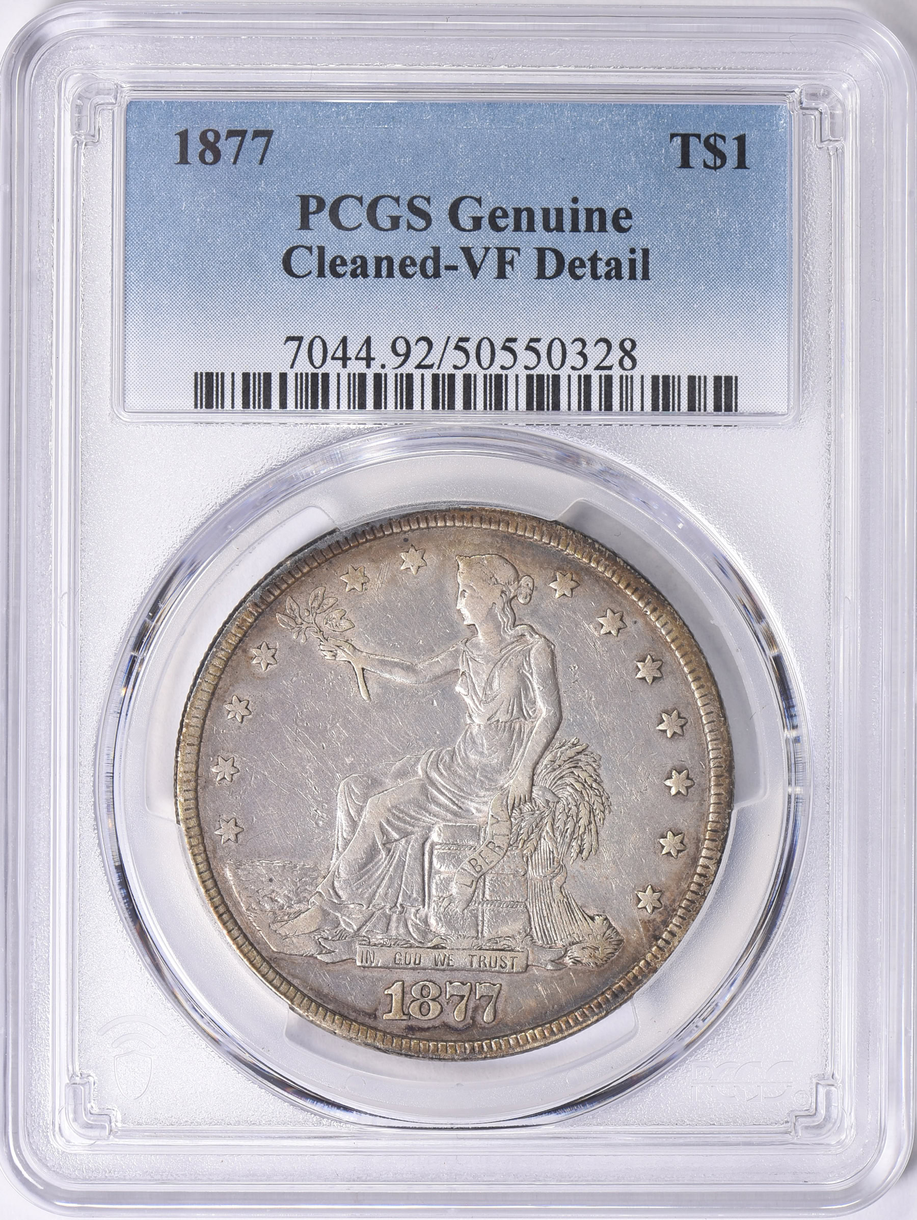 1877 Trade Silver Dollar PCGS Genuine VF Details (Item 1723538) | GreatCollections Coin Auctions