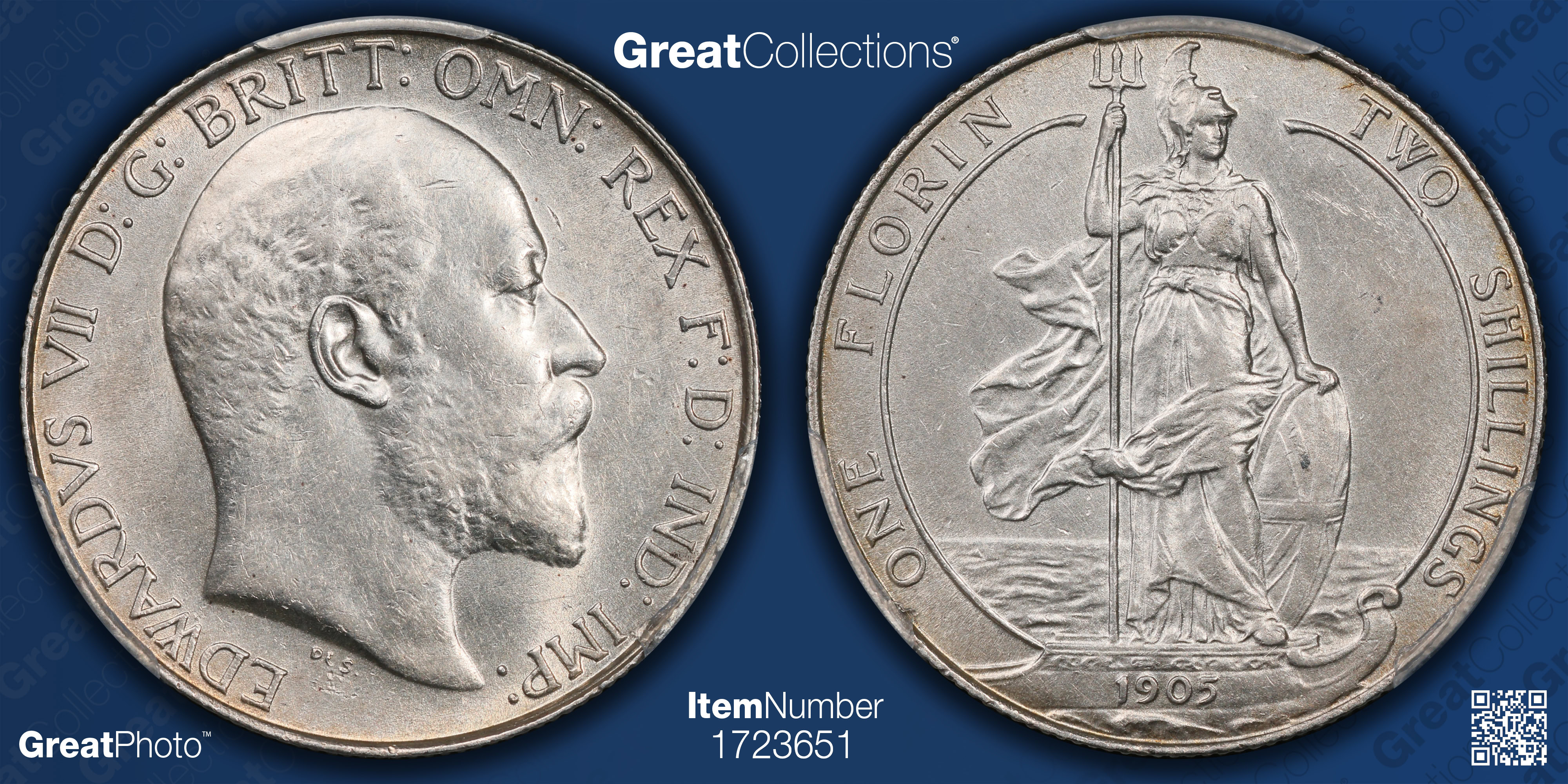 Great Britain 1905 Silver Florin KM-801 PCGS AU-58 (Item 1723651 ...
