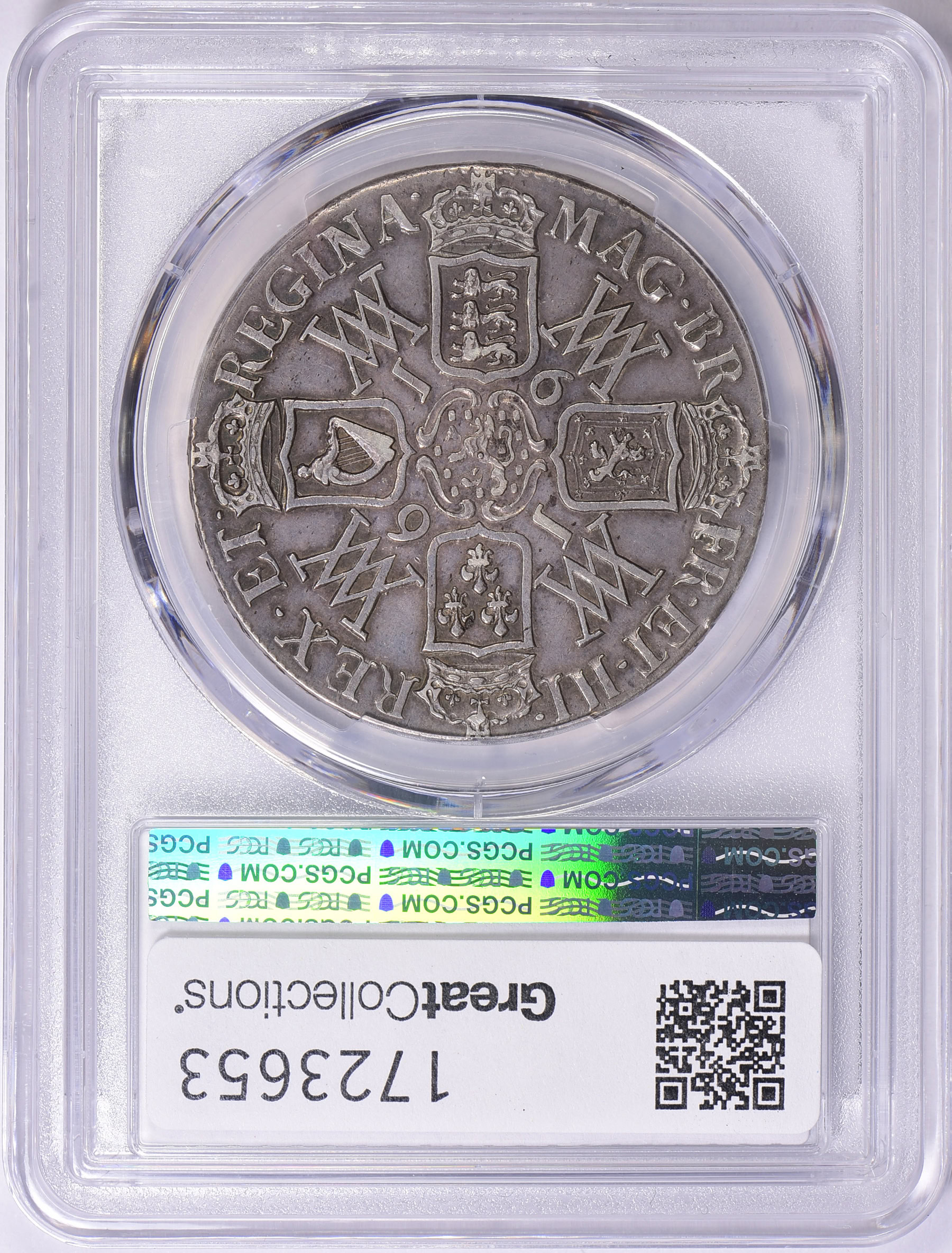 Great Britain 1691 Silver Crown TERTIO Edge KM-478 PCGS AU-50 (Item ...