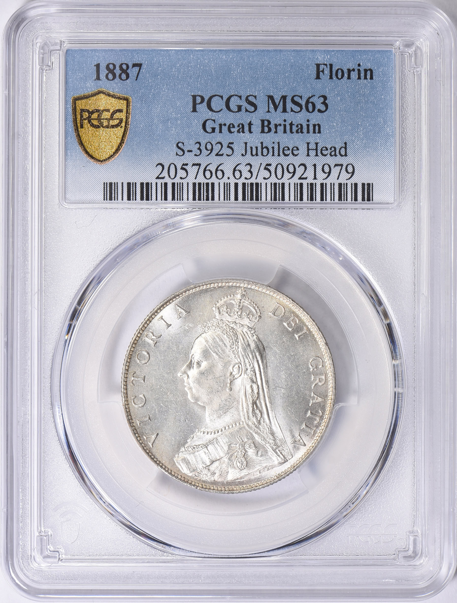 Great Britain 1887 Silver Florin Jubilee Head KM-762 PCGS MS-63 (Item 1723654 ...
