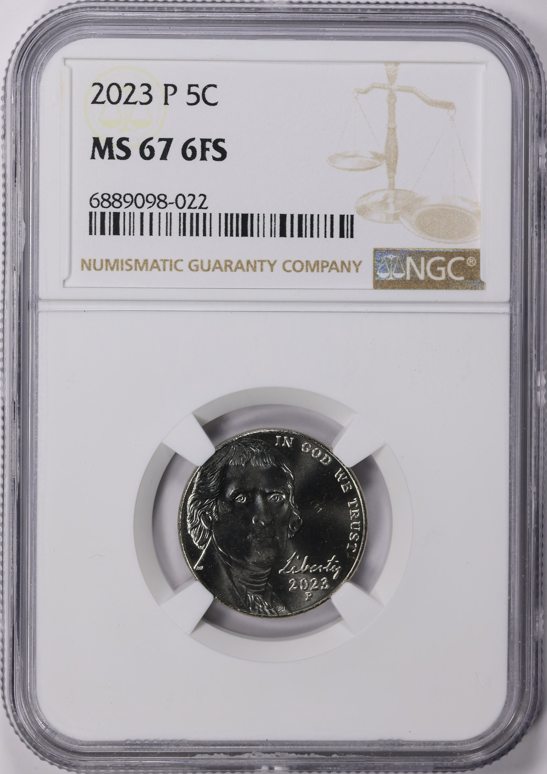 2023-P Jefferson Nickel NGC MS-67 6FS | NGC Cert #6889098-022 ...