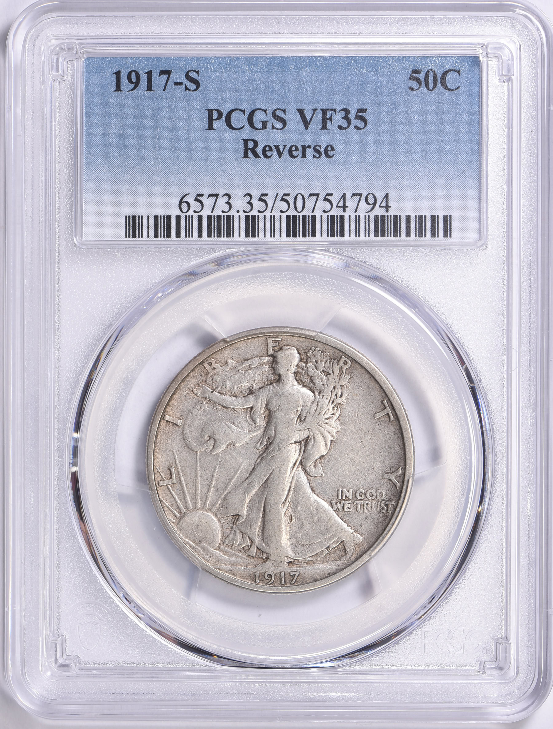 1917-S Walking Liberty Half Dollar Reverse Mintmark PCGS VF-35 (Item 1723725) | GreatCollections ...