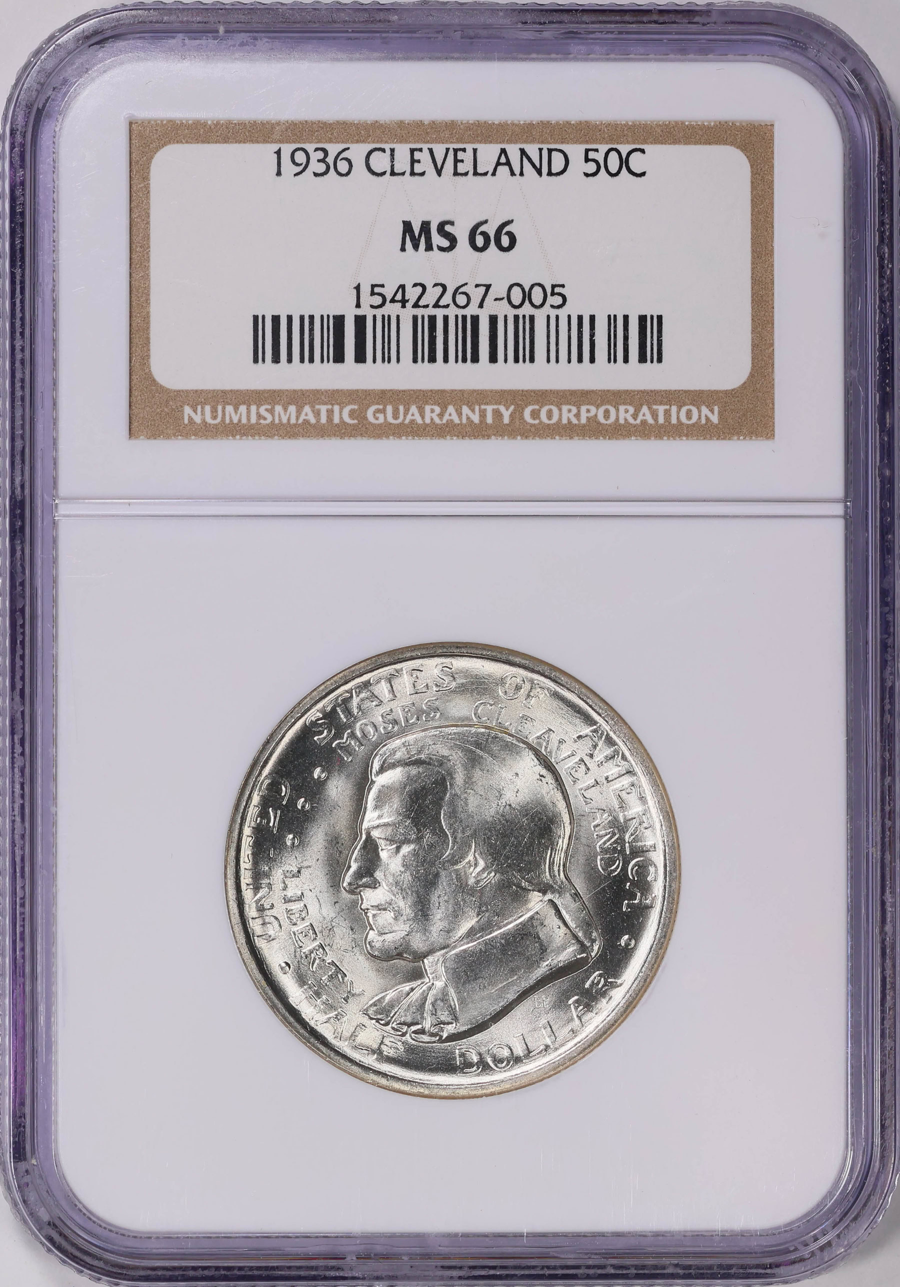1936 Cleveland Centennial/Great Lakes Exposition Half Dollar NGC MS-66 ...