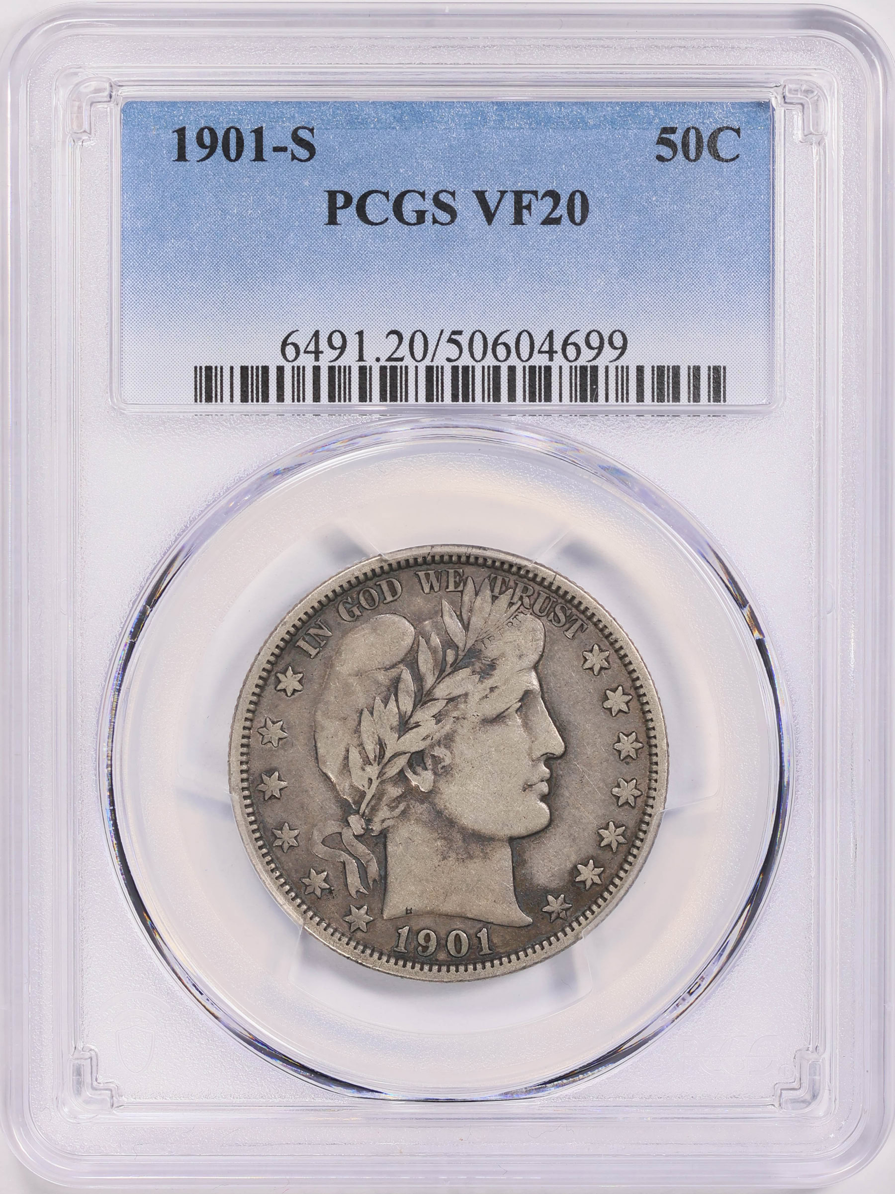 1901-S Barber Half Dollar PCGS VF-20 (Item 1723863) | GreatCollections Coin Auctions