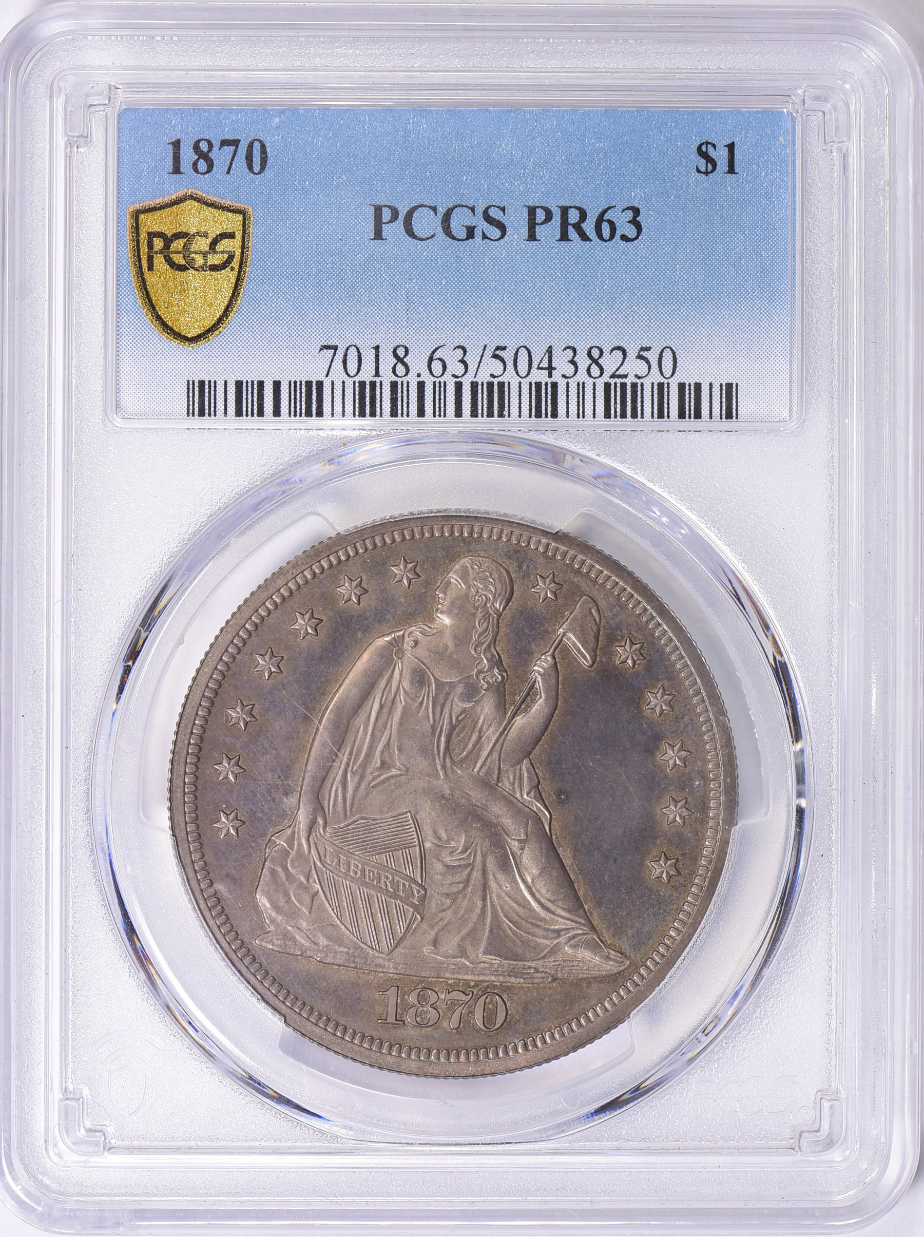 1870 Seated Liberty Silver Dollar PCGS Proof-63 (Toned) (Item 1724041) | GreatCollections Coin ...