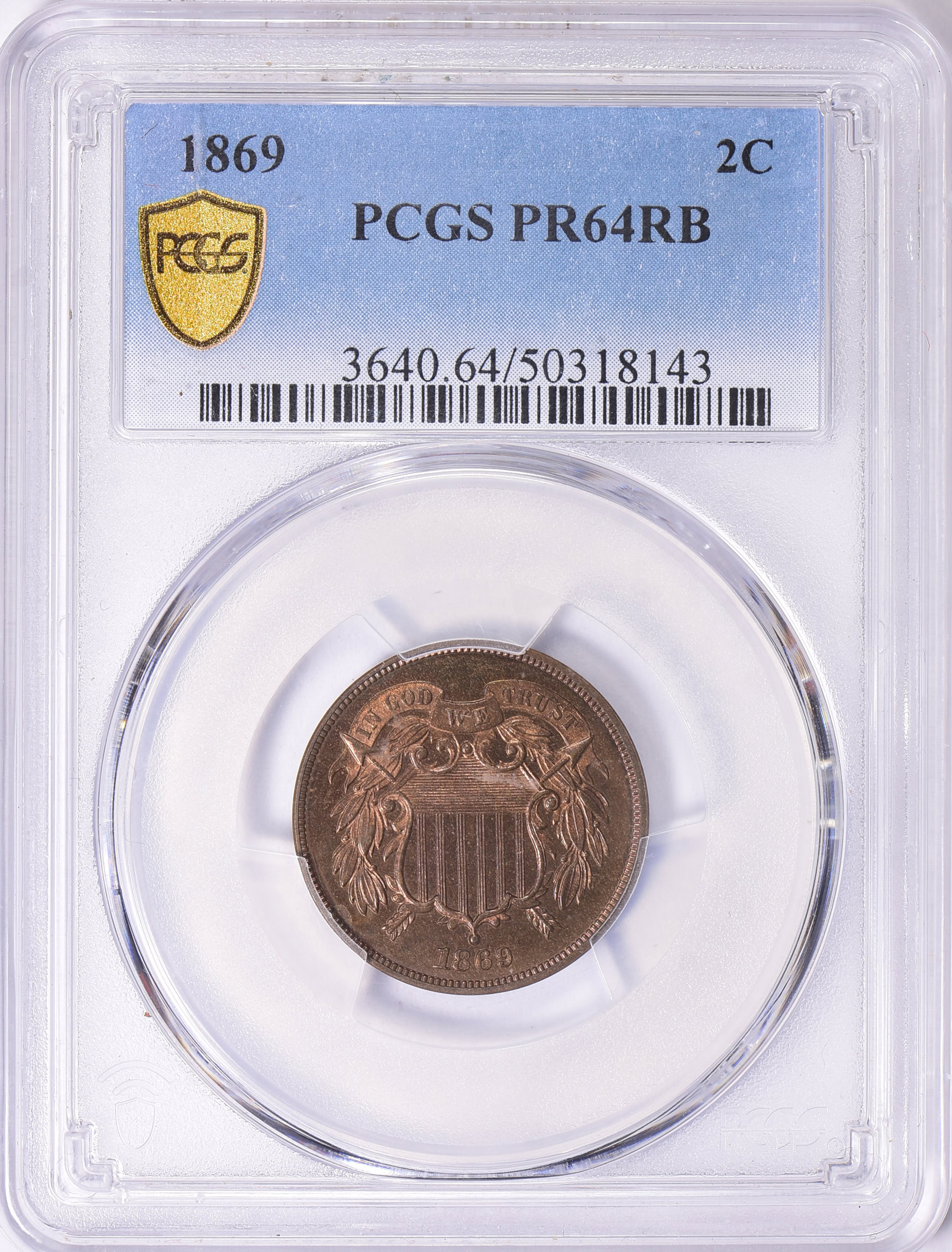 1869 Two-Cent Piece PCGS Proof-64 RB (Item 1724049) | GreatCollections Coin Auctions