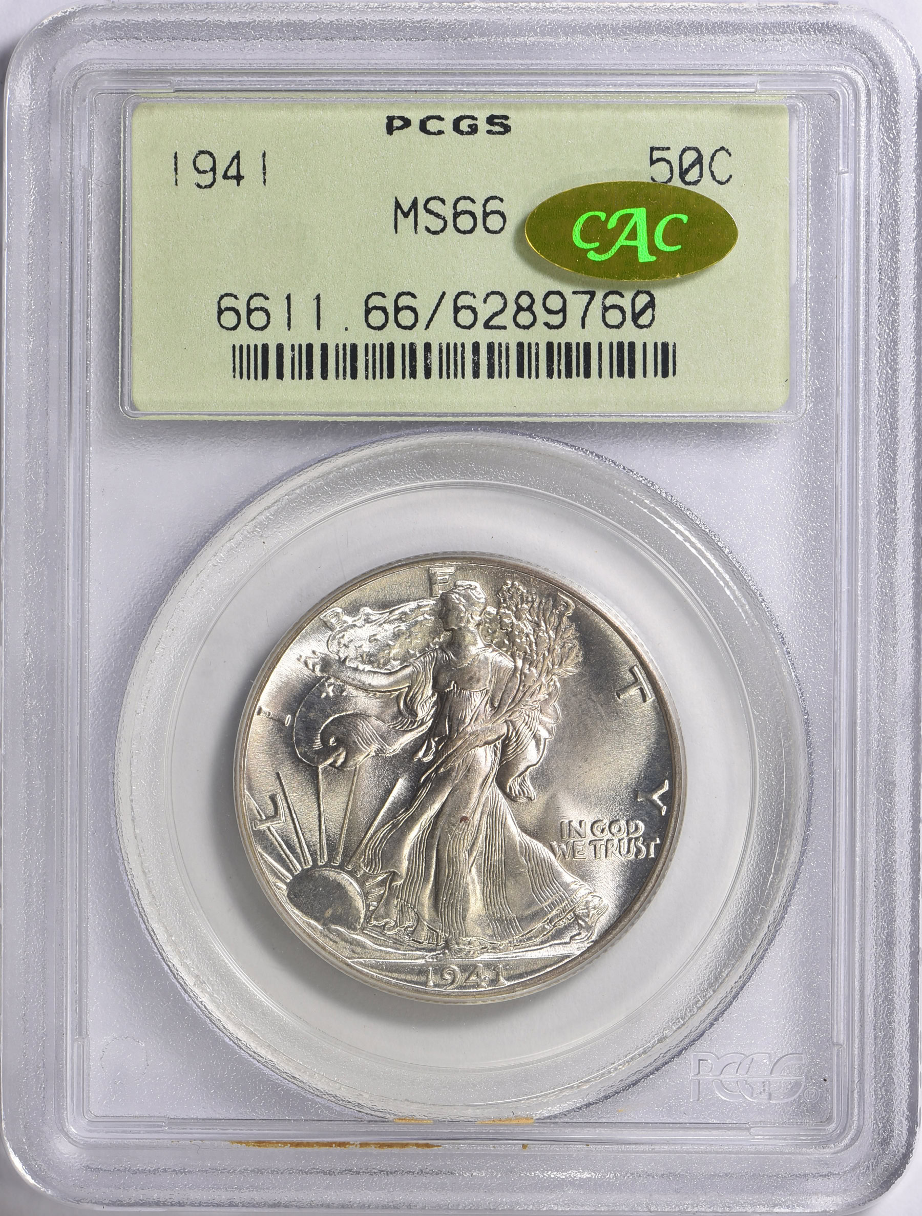 1941 Walking Liberty Half Dollar PCGS MS-66 (CAC Gold) OGH (Item 1724202) | GreatCollections ...