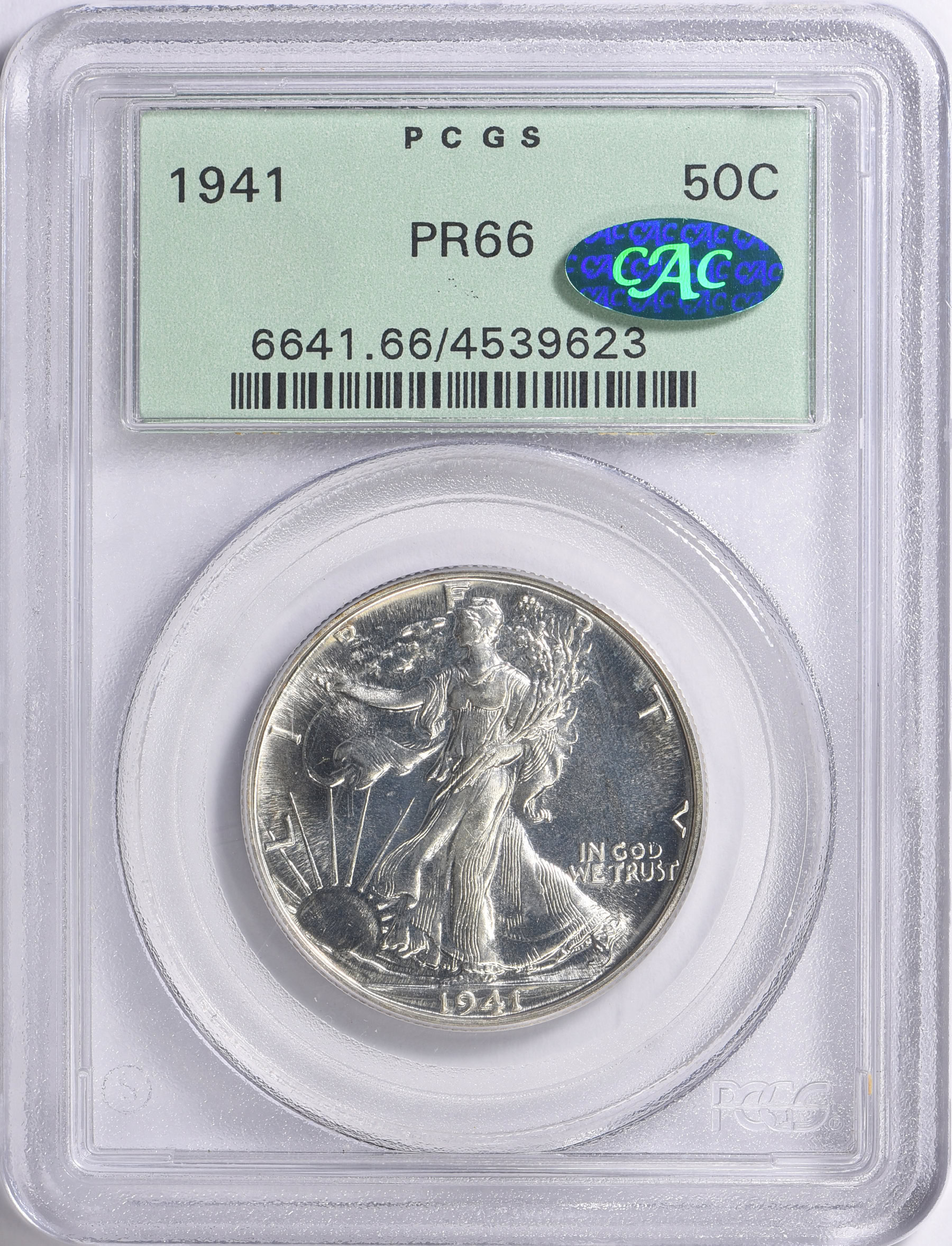 1941 Walking Liberty Half Dollar PCGS Proof-66 (CAC Green) OGH (Item 1724203) | GreatCollections ...