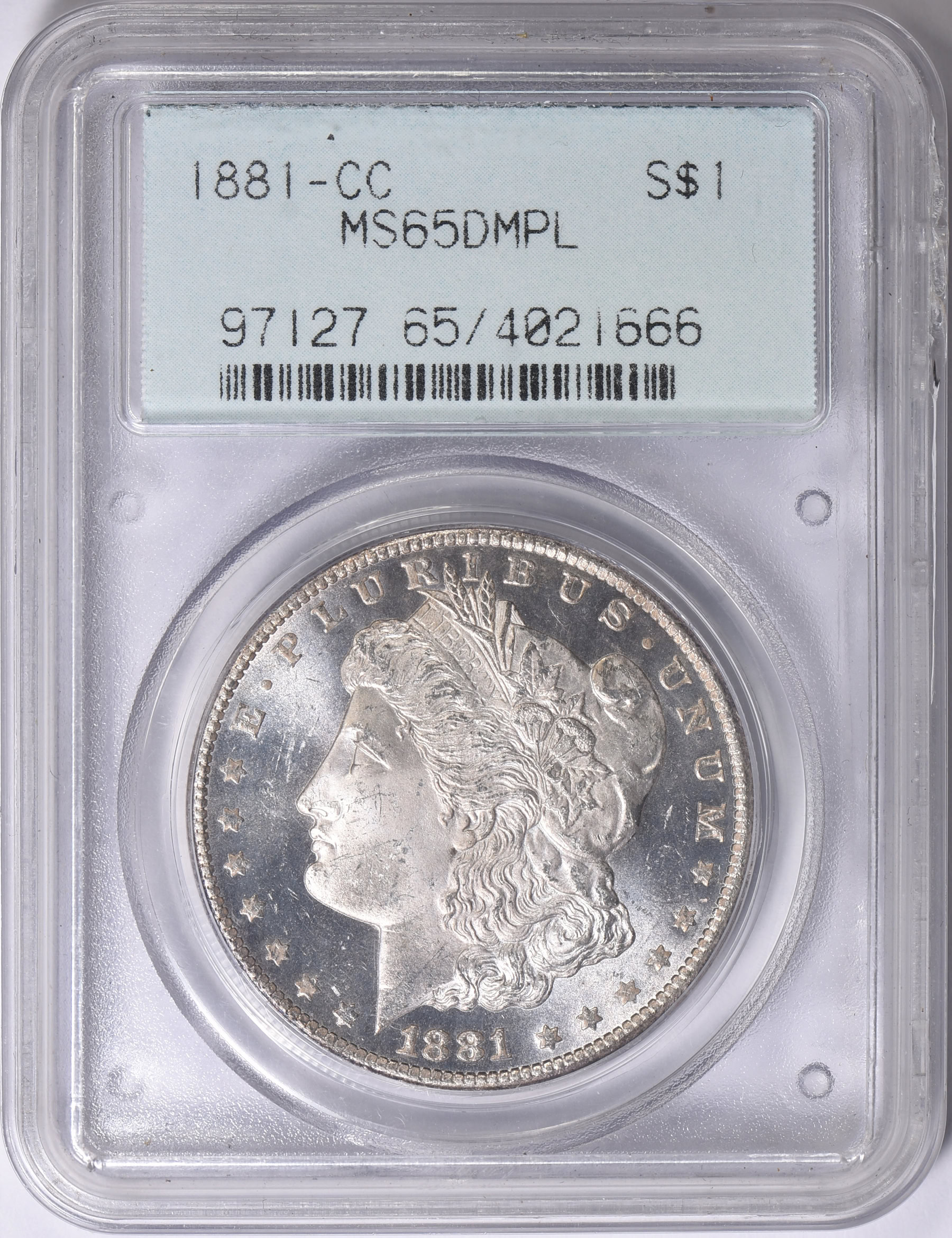 1881-CC Morgan Silver Dollar PCGS MS-65 DMPL OGH (2nd Gen) (Item 1724213) | GreatCollections ...