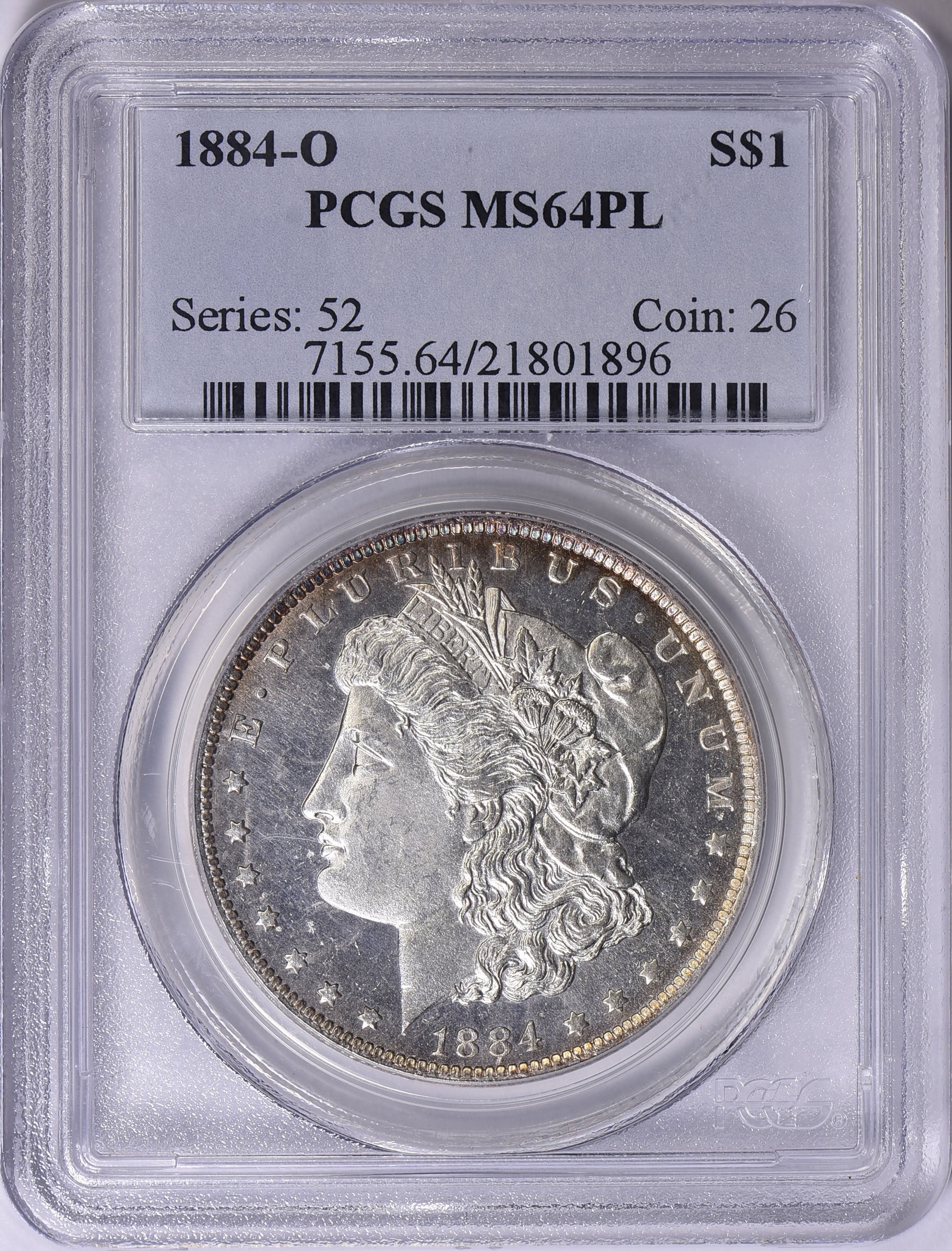 1884-O Morgan Silver Dollar PCGS MS-64 PL (Toned) (Item 1724216) | GreatCollections Coin Auctions