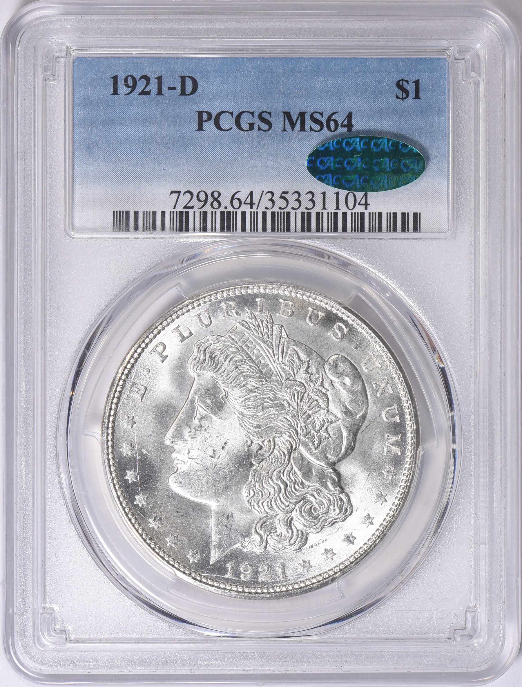 1921-D Morgan Silver Dollar PCGS MS-64 (CAC Green) (Item 1724225 ...