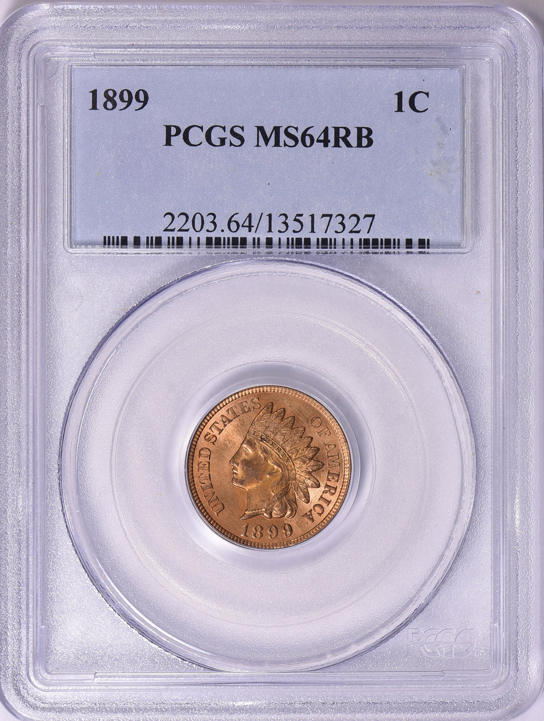 1899 Indian Cent PCGS MS-64 RB (Item 1724239) | GreatCollections Coin Auctions