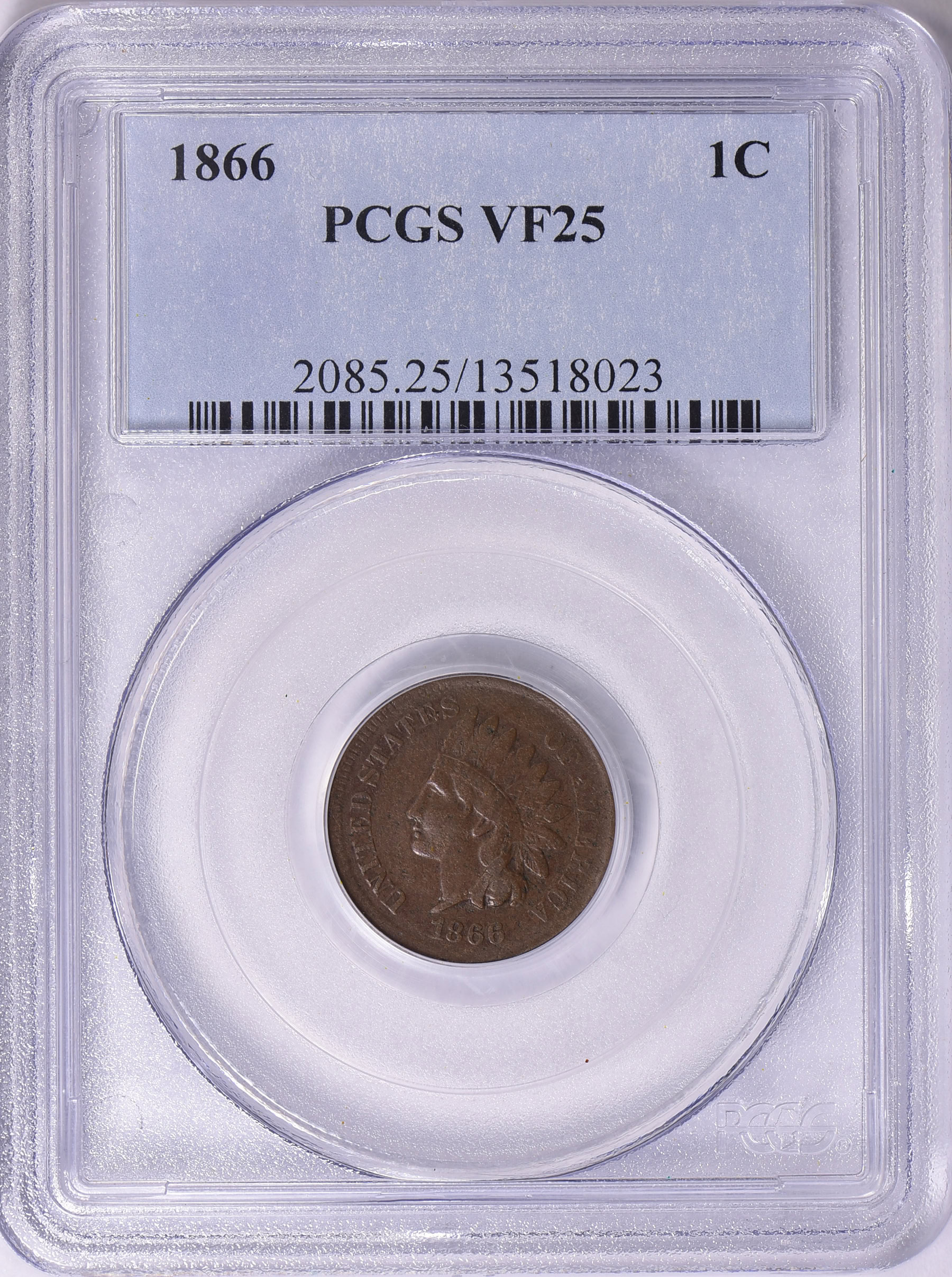 1866 Indian Cent PCGS VF-25 BN (Item 1724246) | GreatCollections Coin ...