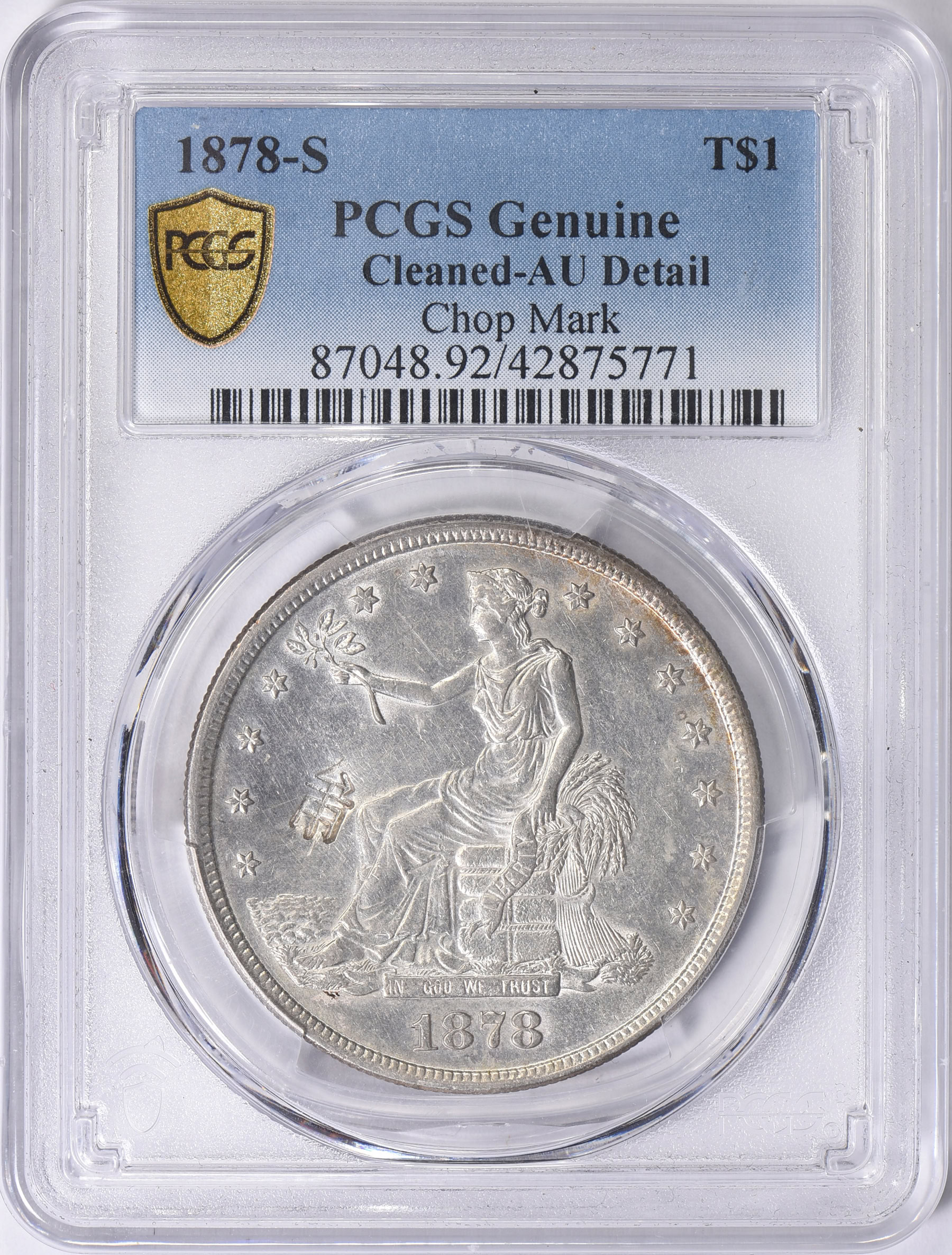 1878-S Trade Silver Dollar Chop Mark PCGS Genuine AU Details (Item 1724263) | GreatCollections ...