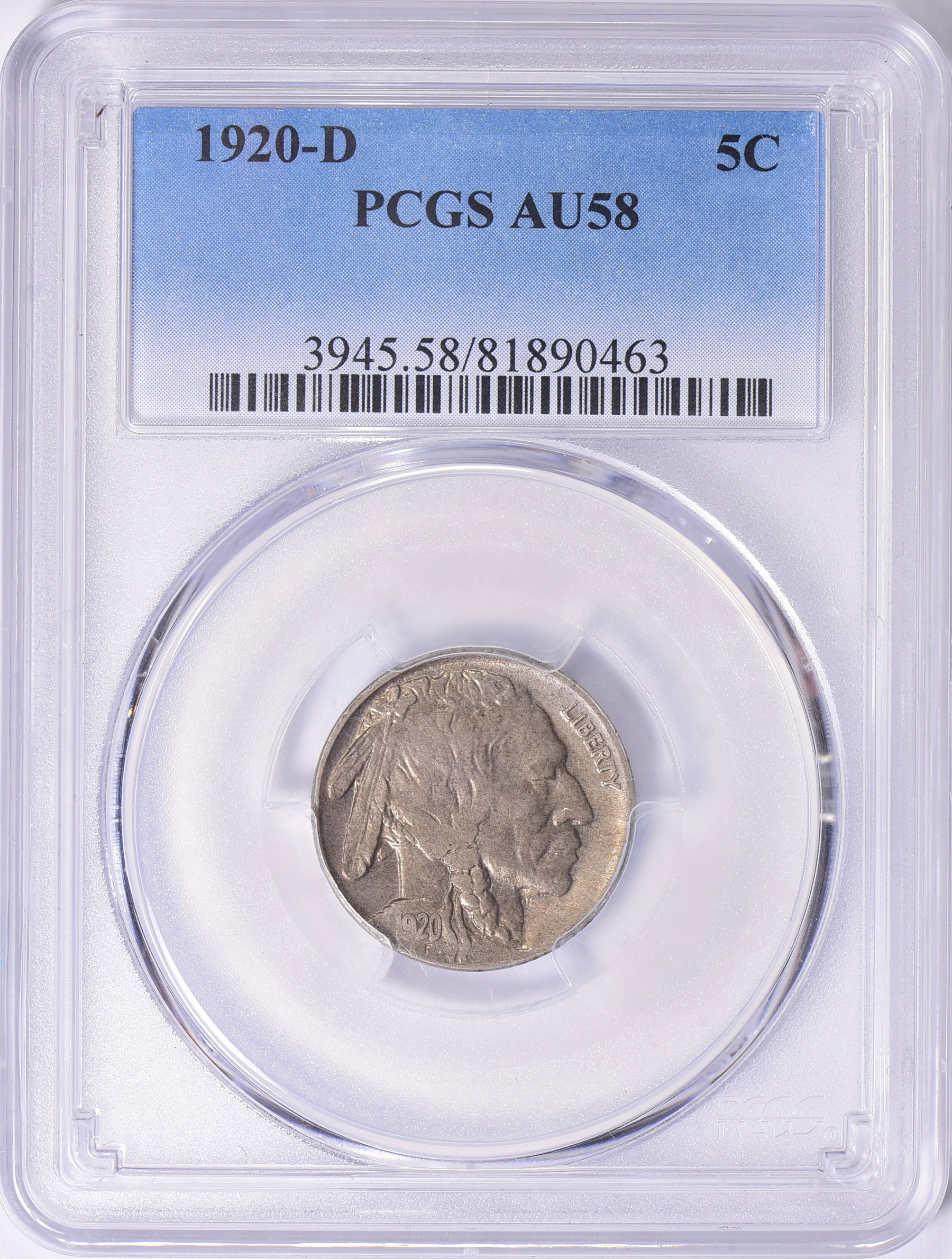 1920-D Buffalo Nickel PCGS AU-58 (Item 1724264) | GreatCollections Coin ...