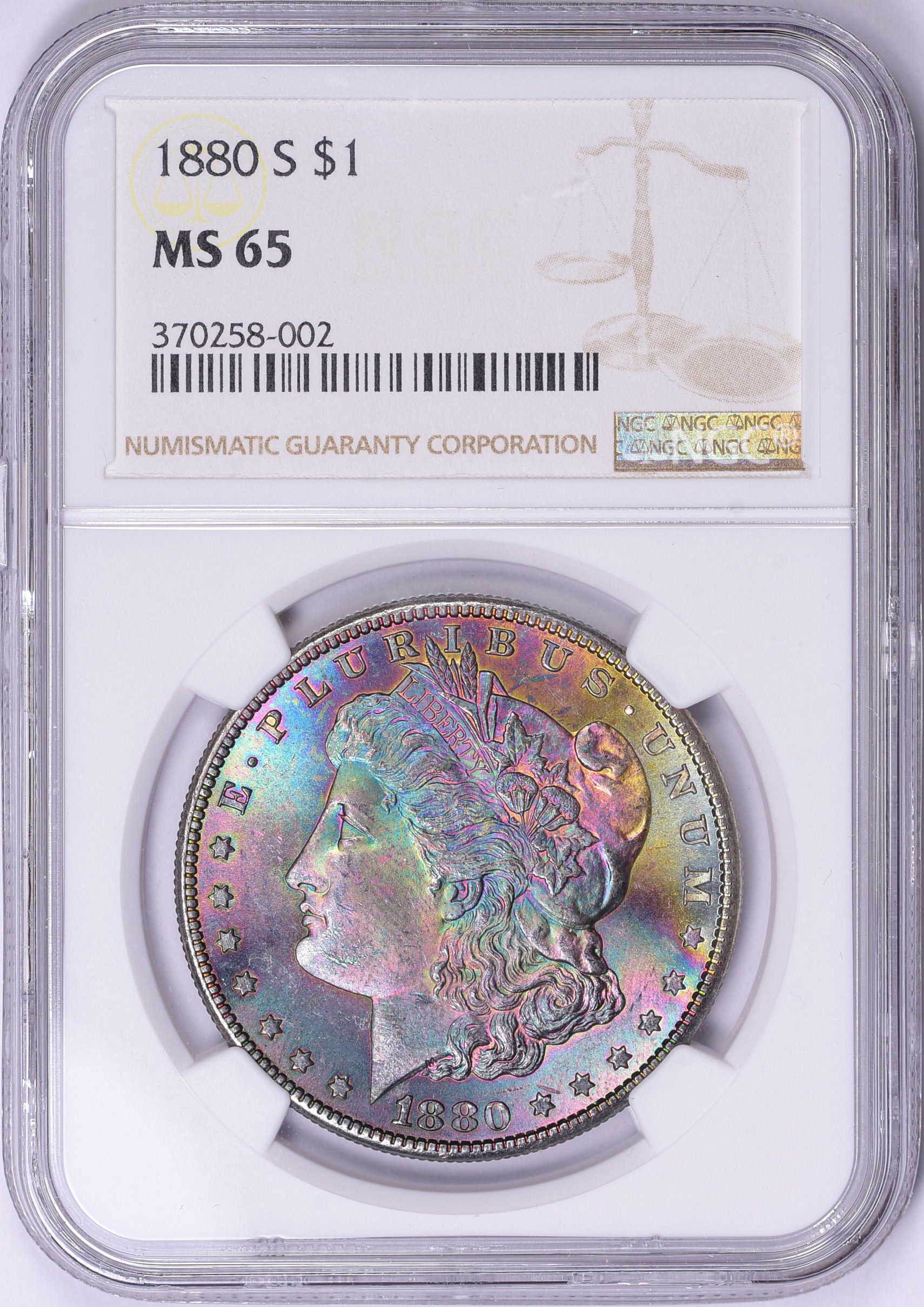 1880-S Morgan Silver Dollar NGC MS-65 (Toned) (Item 1724273) | GreatCollections Coin Auctions