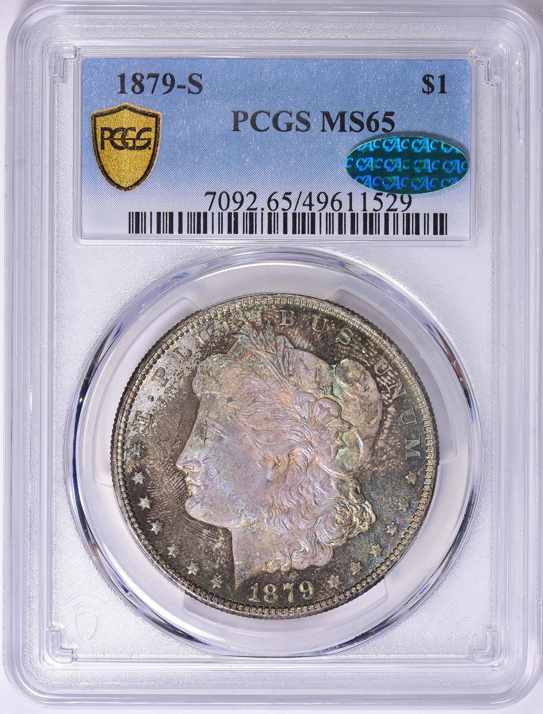 1879-S Morgan Silver Dollar PCGS MS-65 (CAC Green) (Toned) (Item 1724283) | GreatCollections ...