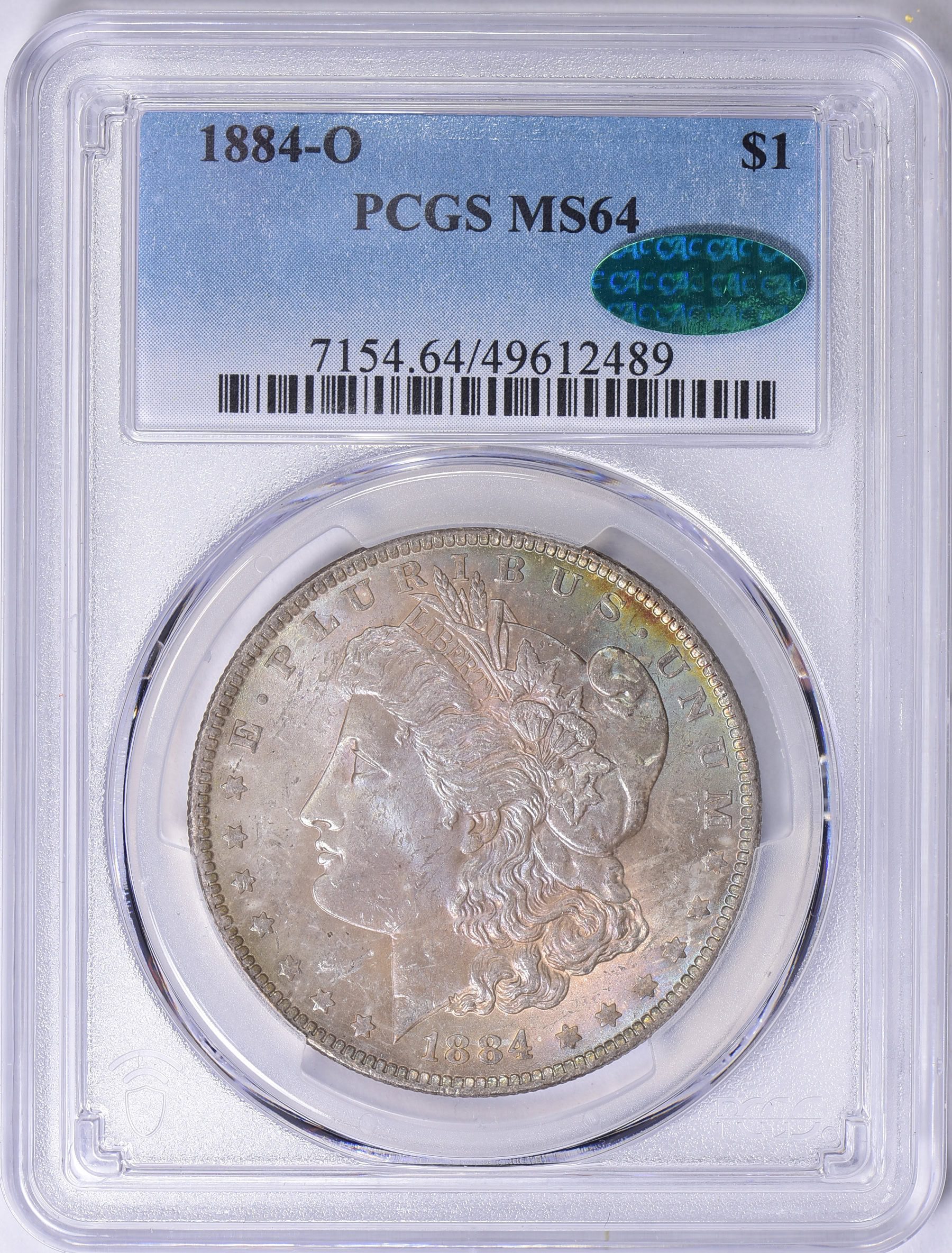 1884-O Morgan Silver Dollar PCGS MS-64 (CAC Green) (Toned) (Item 1724286) | GreatCollections ...