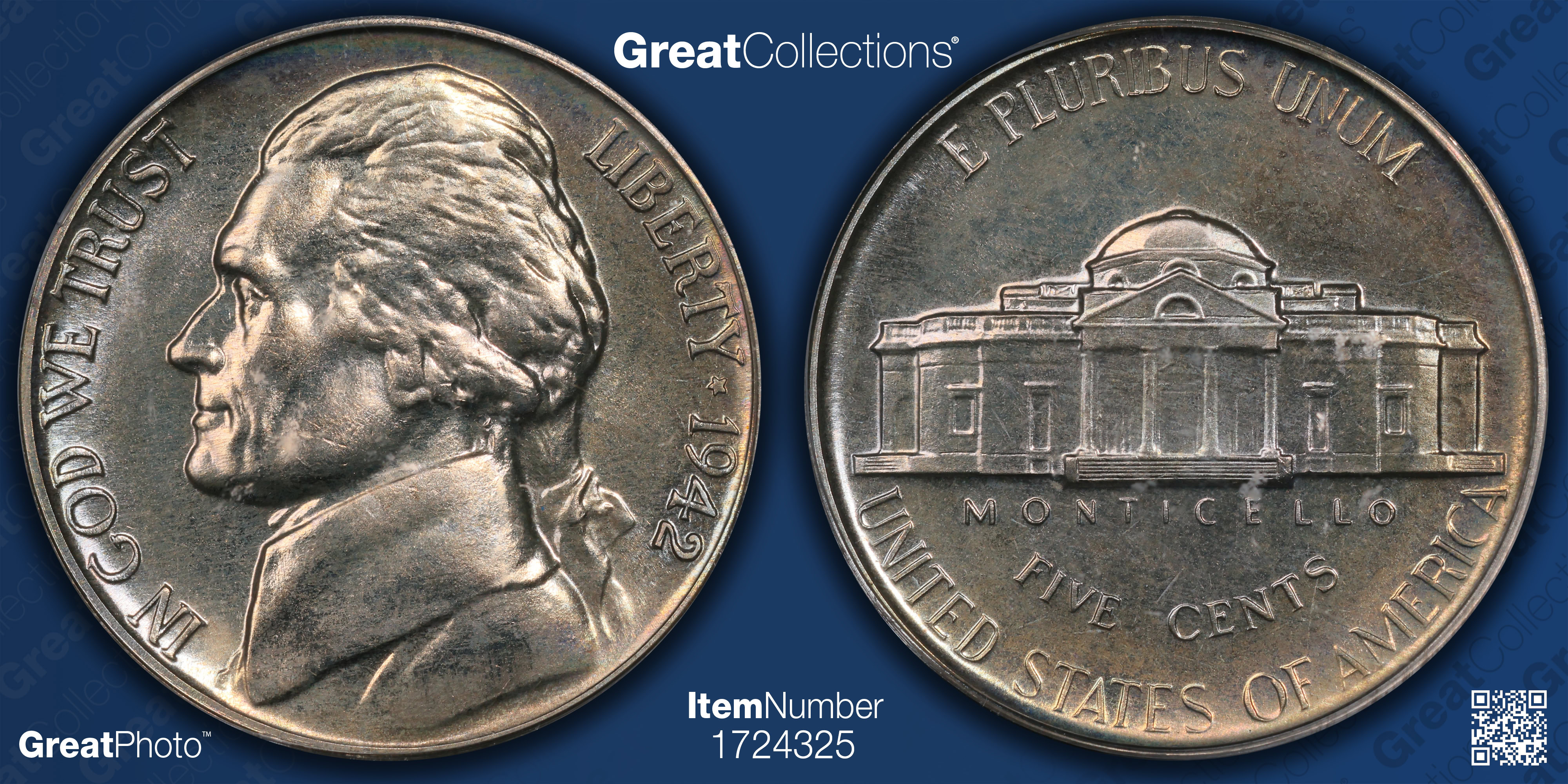 1942 Jefferson Nickel Type 1 PCGS Proof-66 (Toned) (Item 1724325 ...