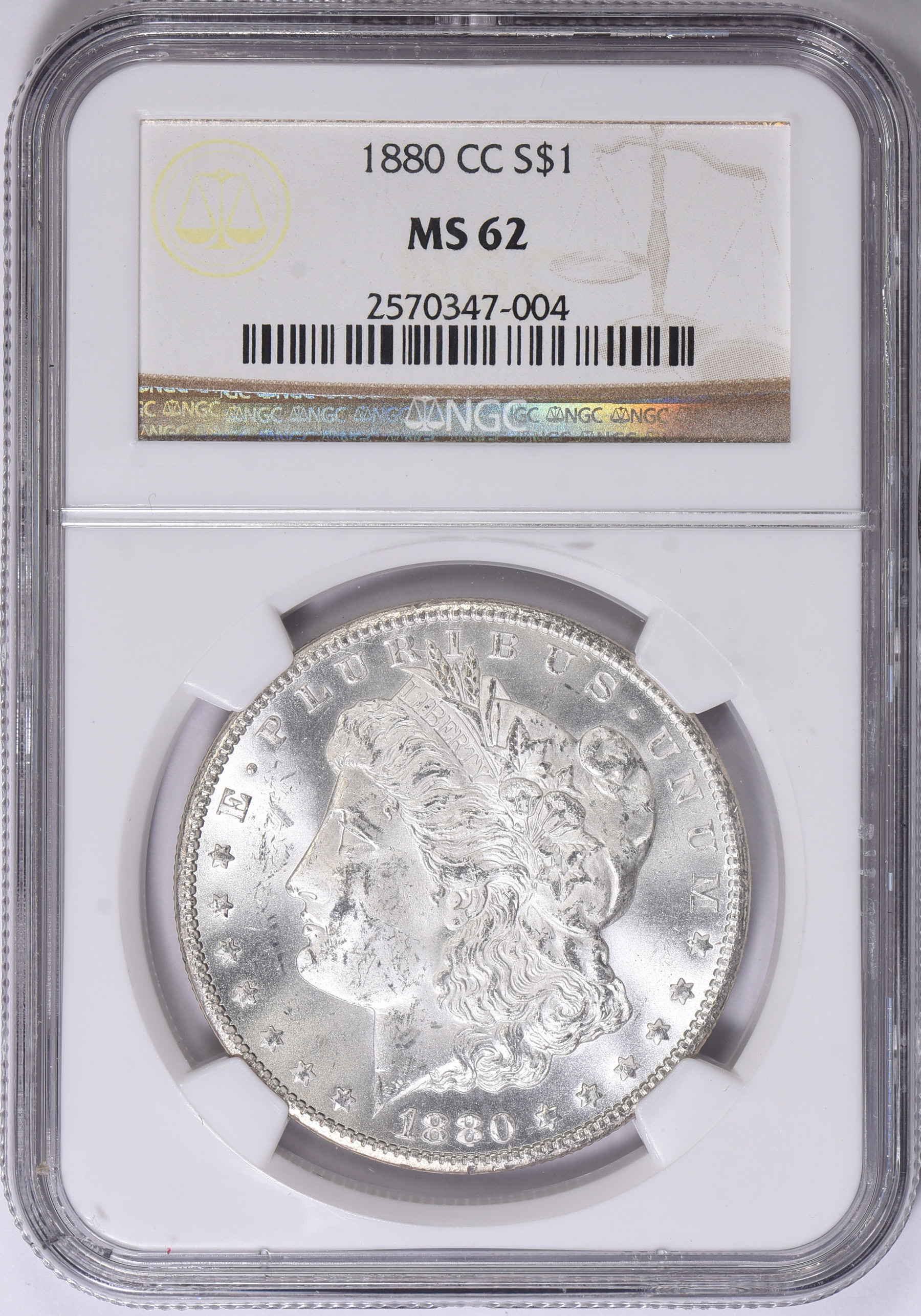 1880-CC Morgan Silver Dollar NGC MS-62 (Item 1724353) | GreatCollections Coin Auctions