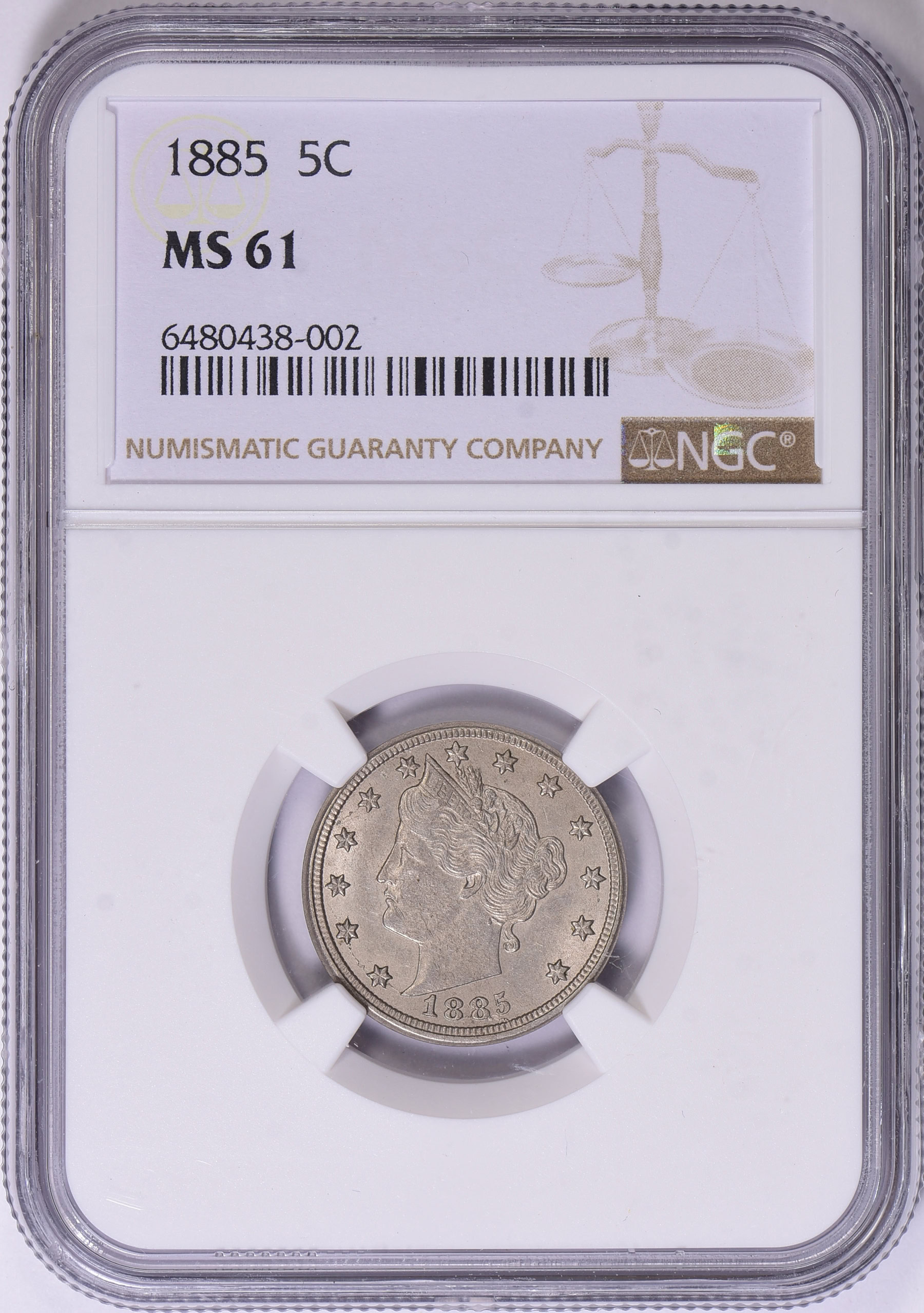 1885 Liberty Nickel NGC MS-61 (Item 1724358) | GreatCollections Coin Auctions