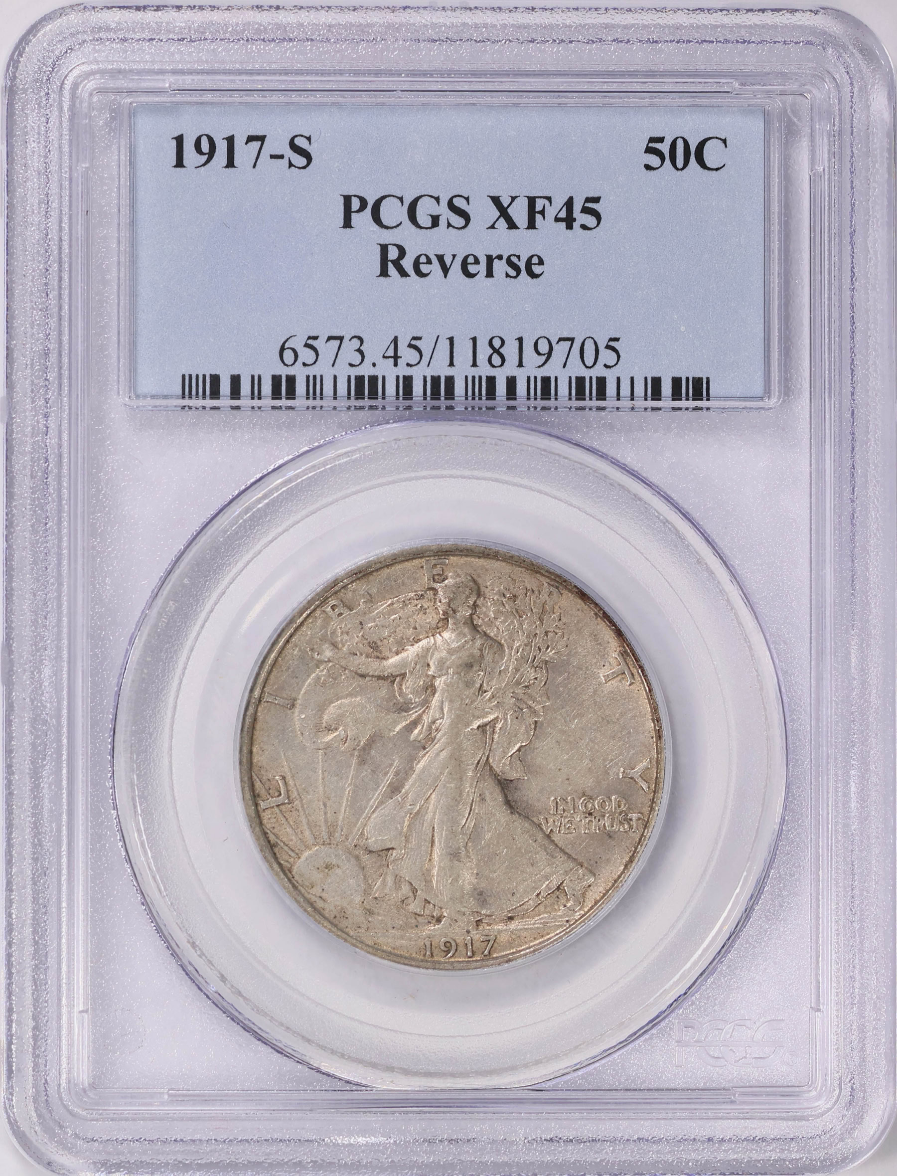 1917-S Walking Liberty Half Dollar Reverse Mintmark PCGS XF-45 (Item 1724384) | GreatCollections ...