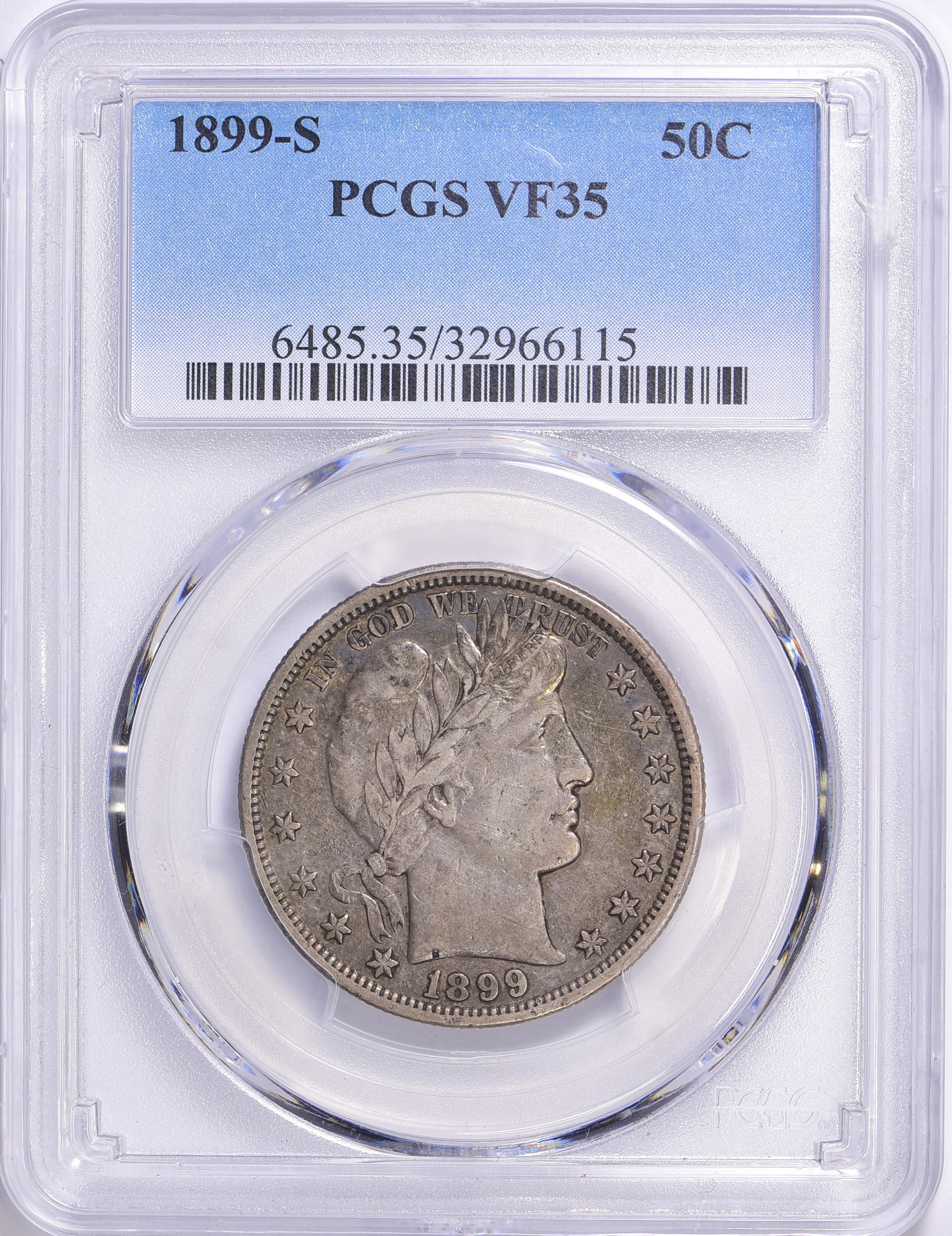 1899-S Barber Half Dollar PCGS VF-35 (Item 1724395) | GreatCollections Coin Auctions