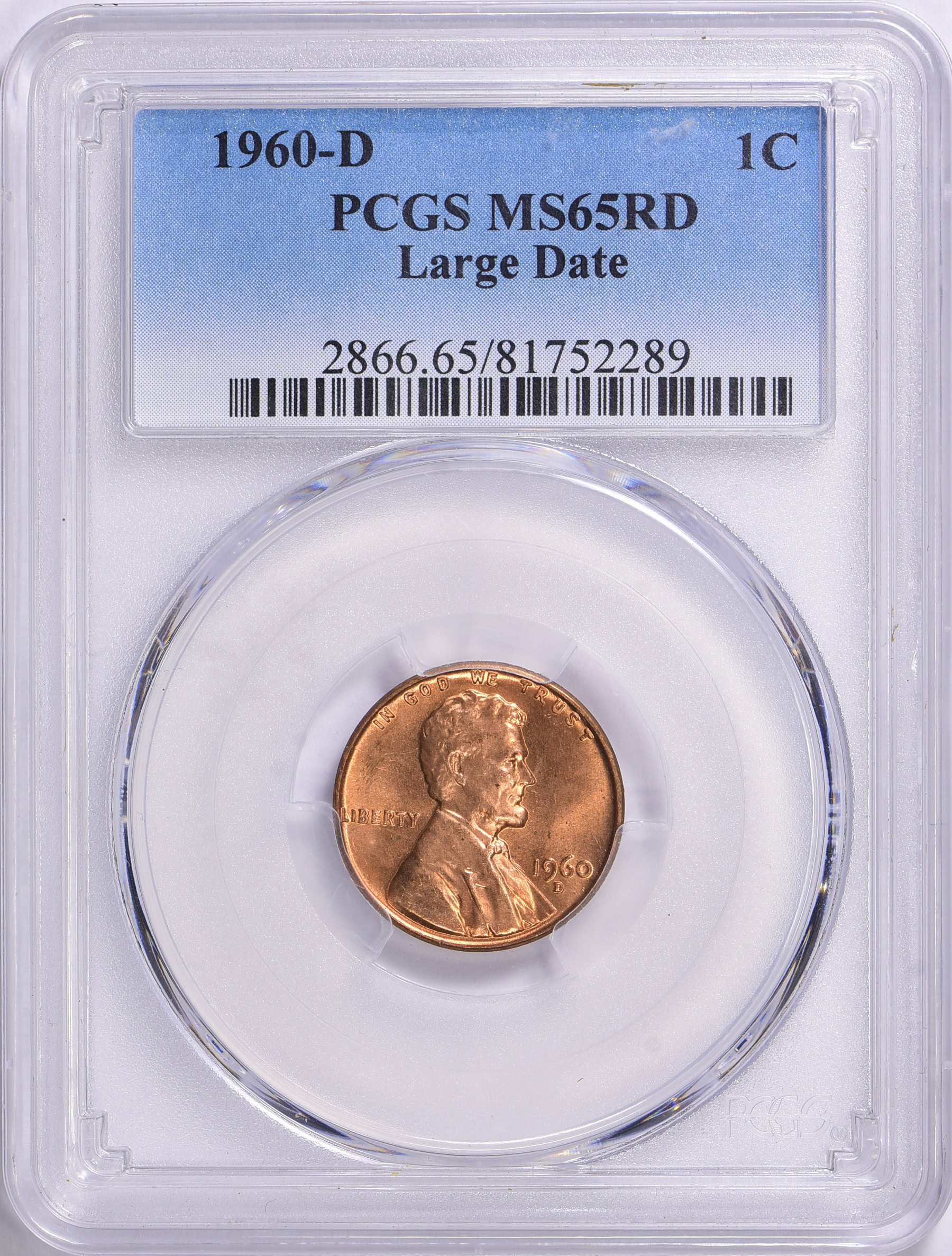 1960-D Lincoln Cent Large Date PCGS MS-65 RD (Item 1724436) | GreatCollections Coin Auctions
