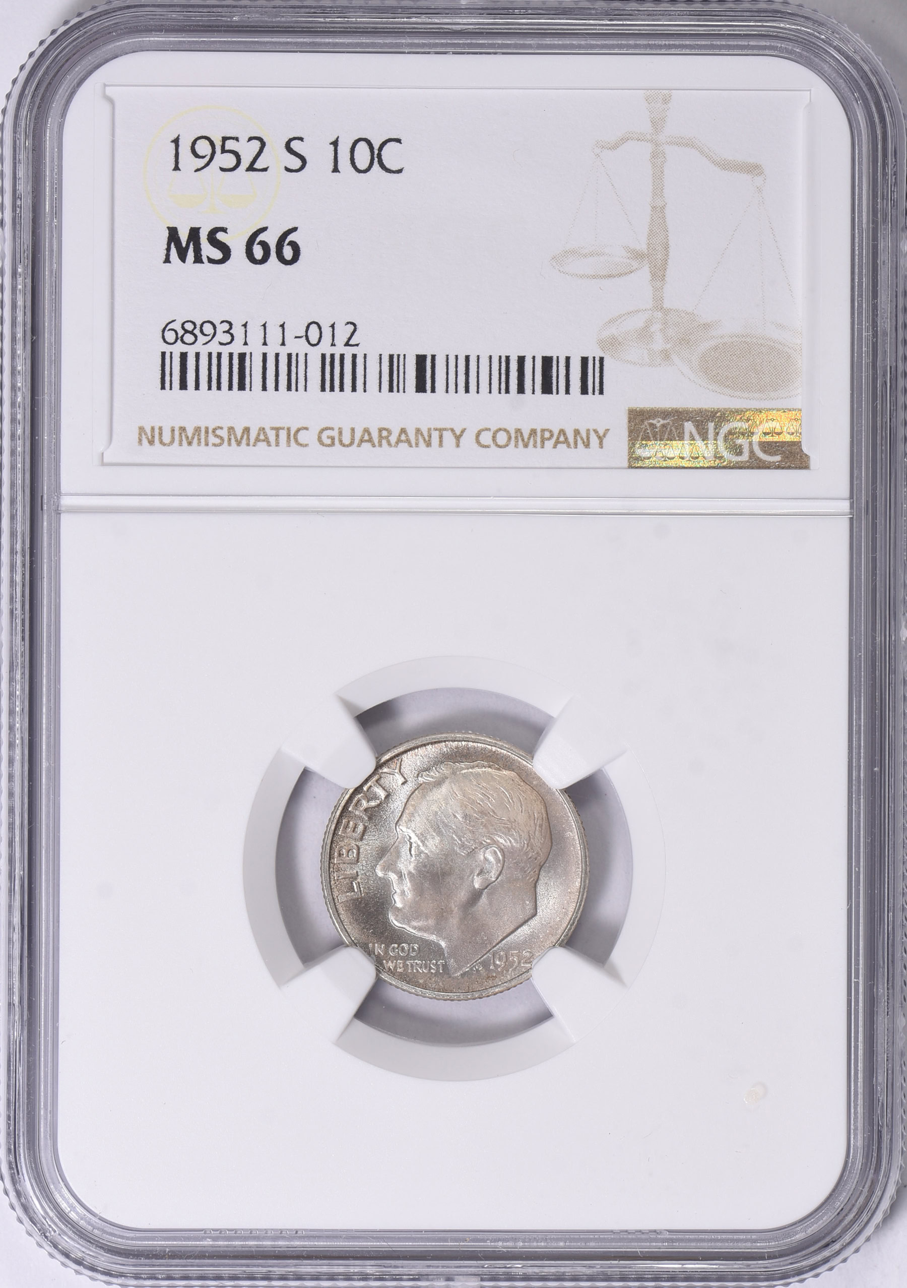 1952-S Roosevelt Dime NGC MS-66 (Item 1724676) | GreatCollections Coin ...