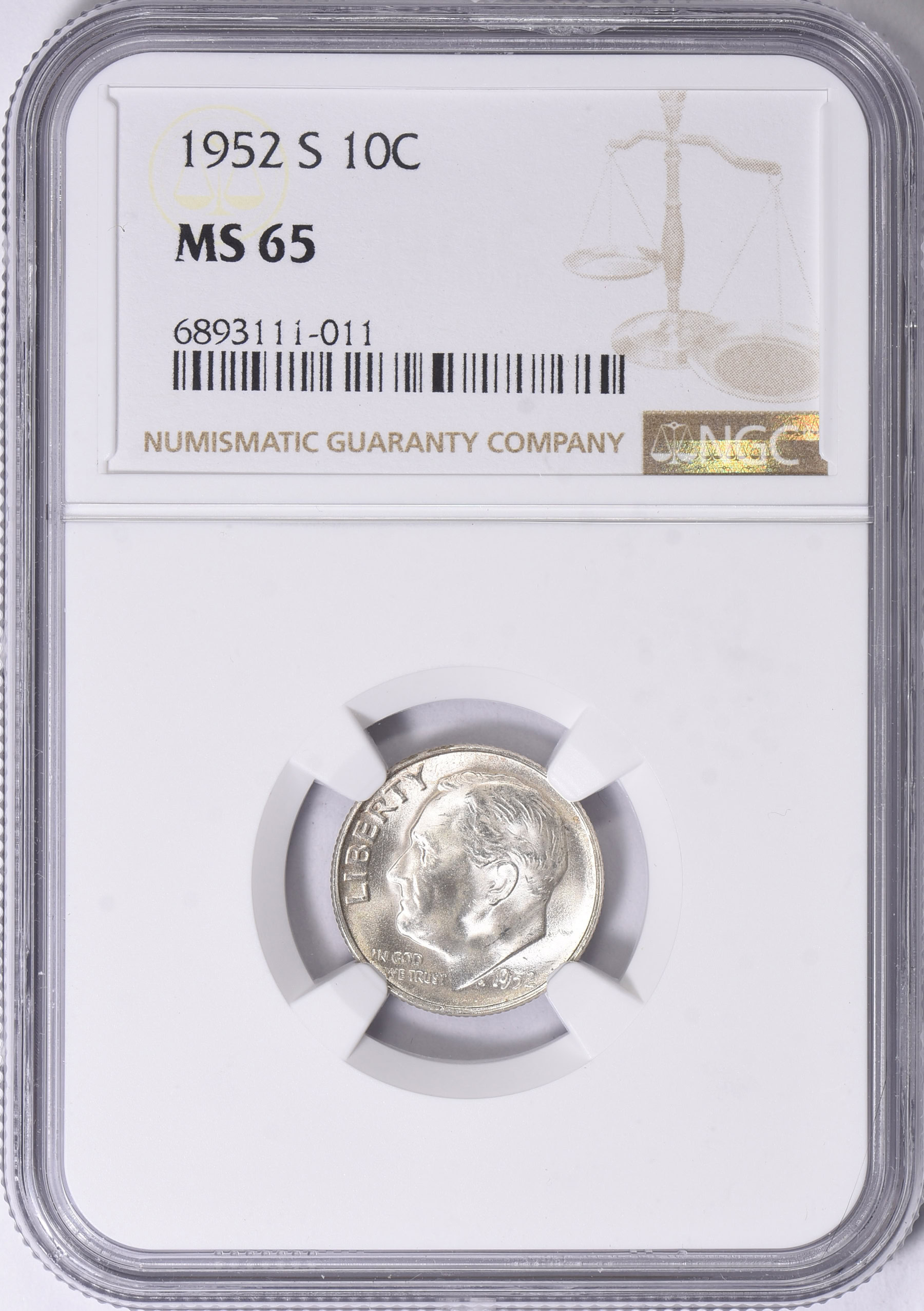 1952-S Roosevelt Dime NGC MS-65 (Item 1724677) | GreatCollections Coin ...