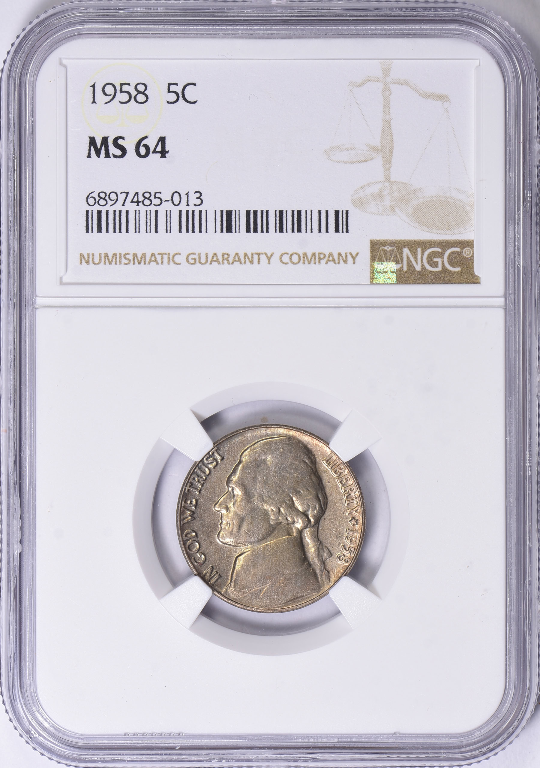 1958 Jefferson Nickel NGC MS-64 (Item 1724707) | GreatCollections Coin ...