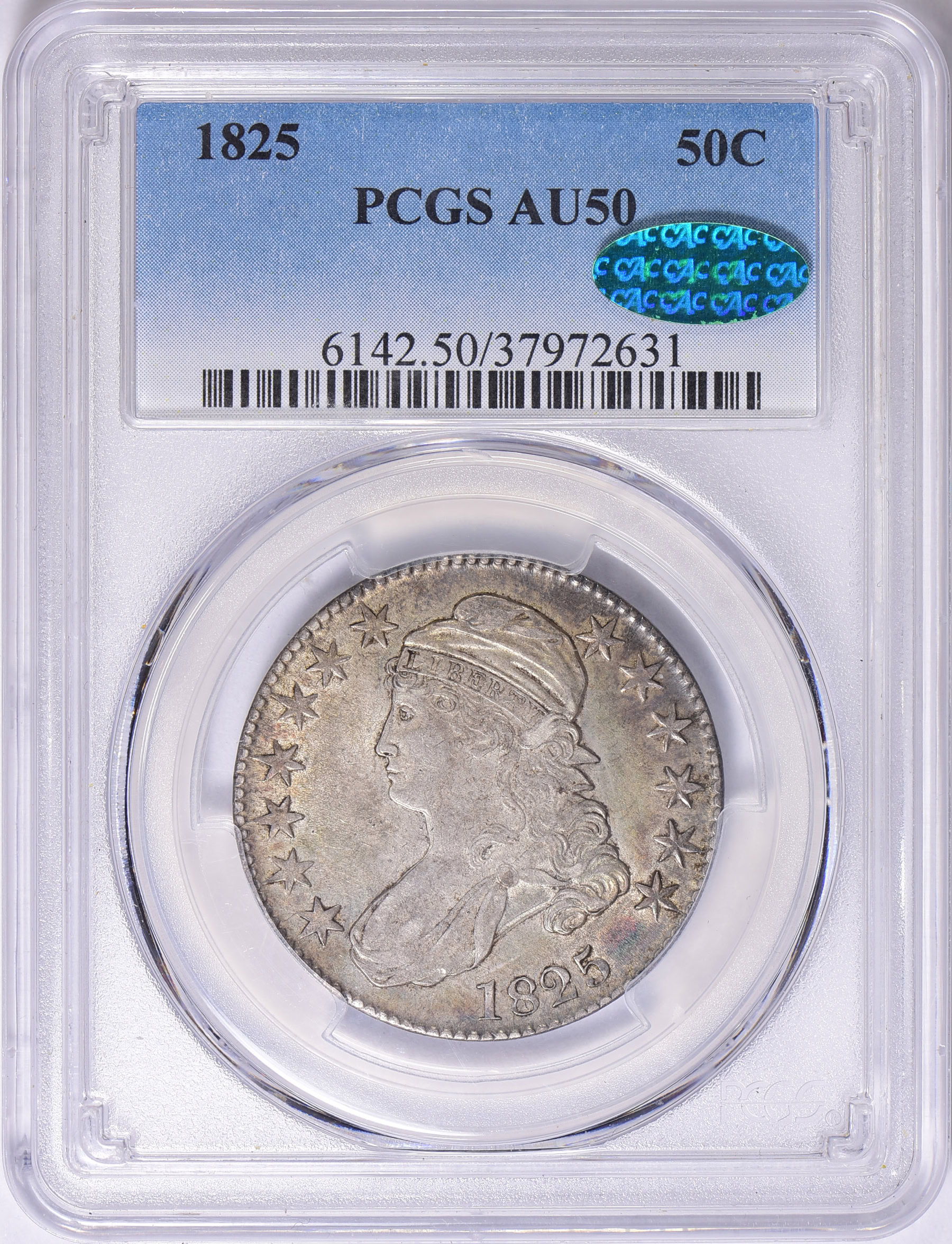 1825 Capped Bust Half Dollar PCGS AU-50 (CAC Green) (Item 1724788) | GreatCollections Coin Auctions