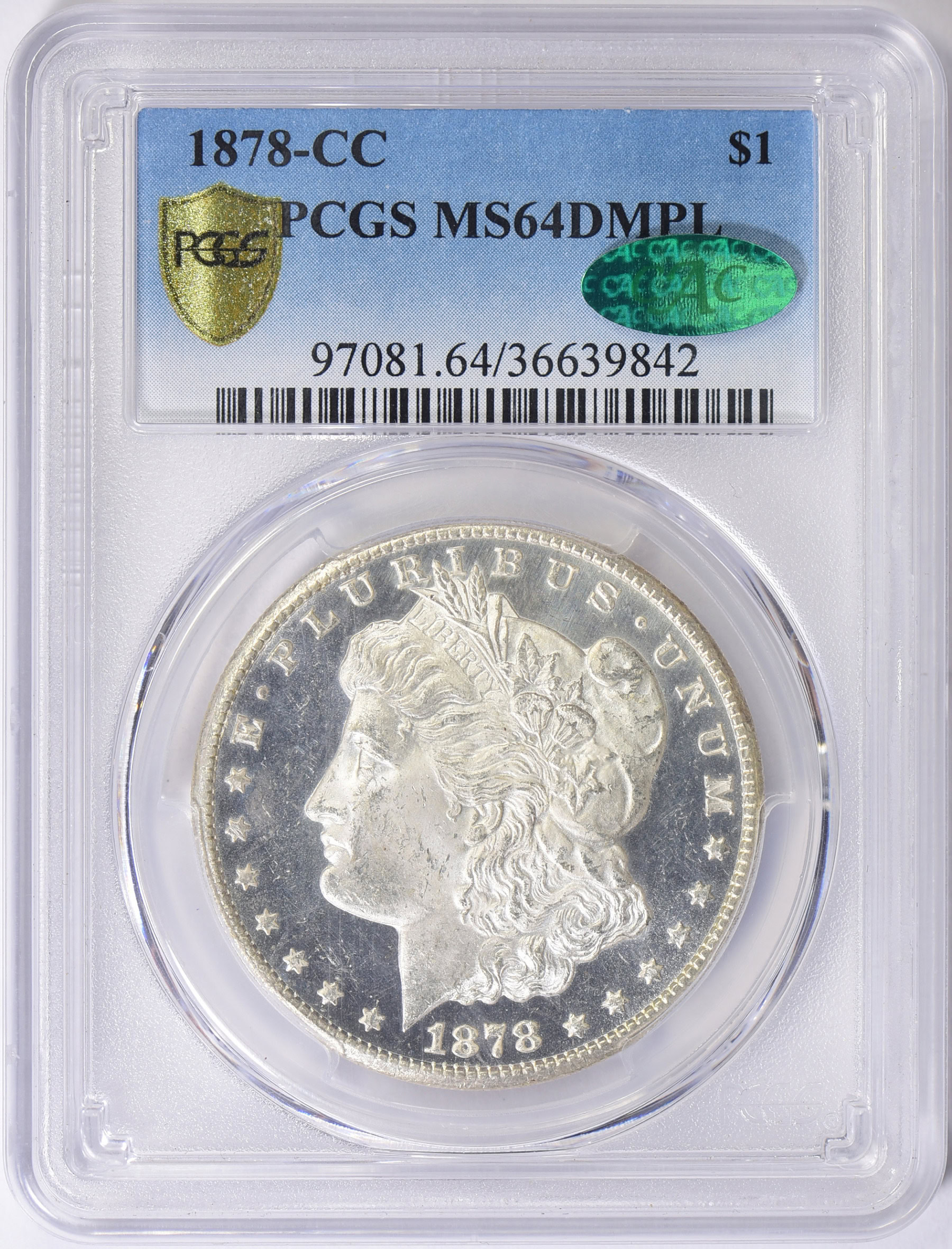 1878-CC Morgan Silver Dollar PCGS MS-64 DMPL (CAC Green) (Item 1724870) | GreatCollections Coin ...