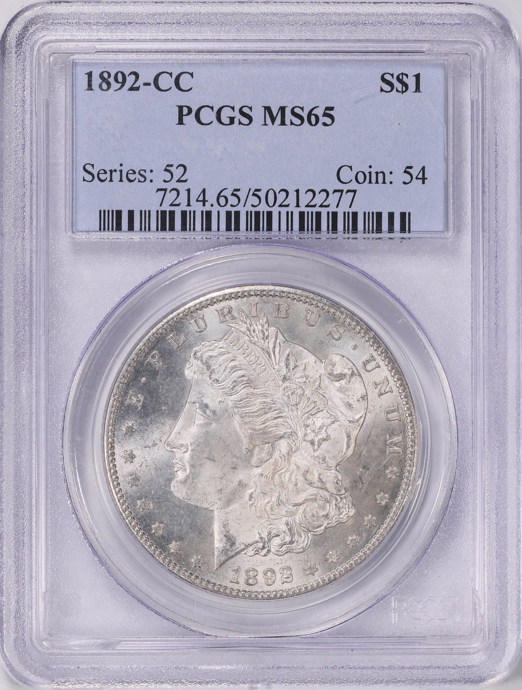 1892-CC Morgan Silver Dollar PCGS MS-65 (Item 1724876) | GreatCollections Coin Auctions