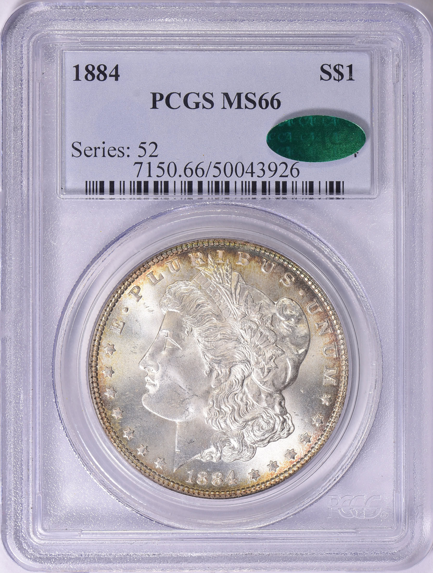 1884 Morgan Silver Dollar PCGS MS-66 (CAC Green) (Toned) (Item 1724895) | GreatCollections Coin ...
