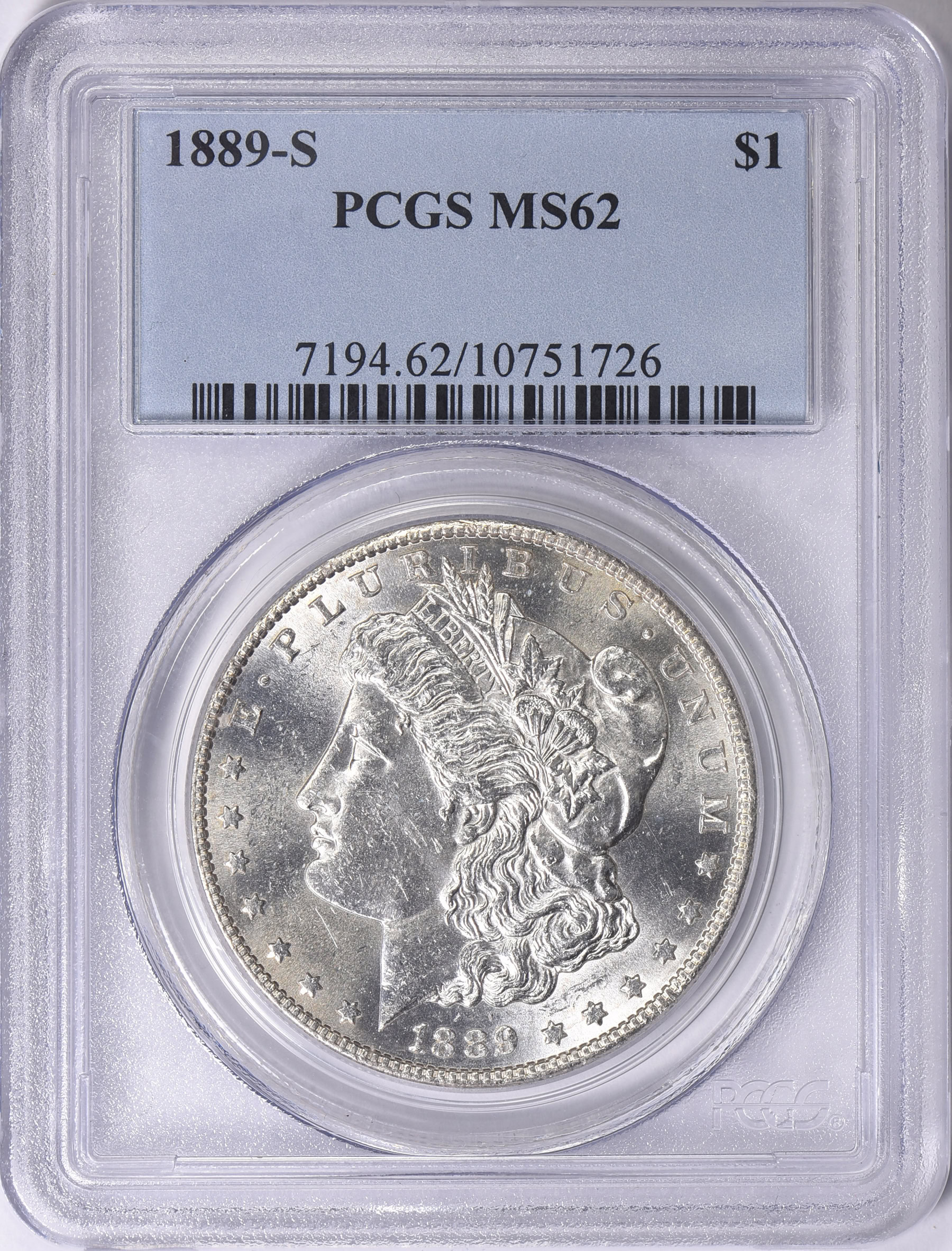 1889-S Morgan Silver Dollar PCGS MS-62 (Item 1724908) | GreatCollections Coin Auctions